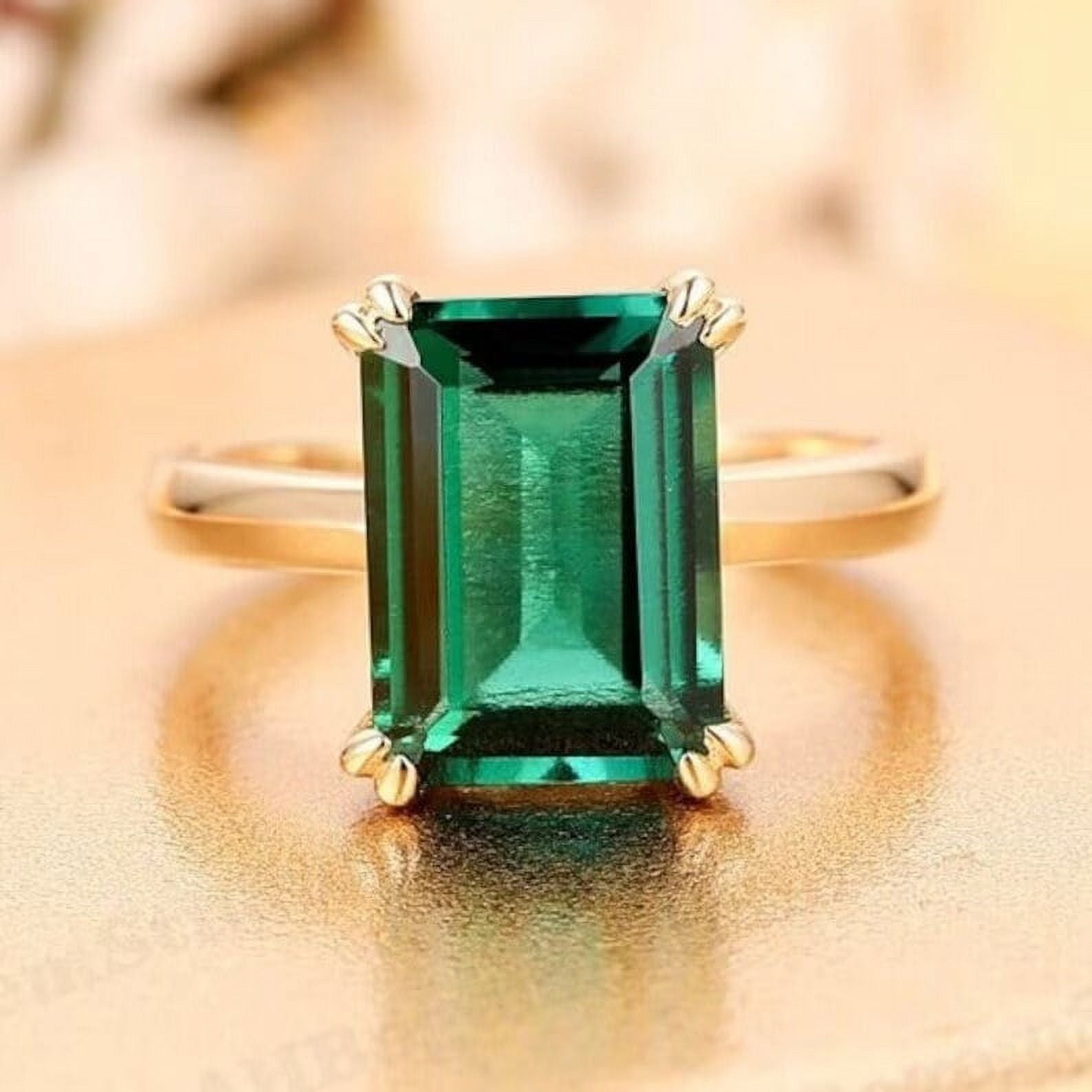 Arena Gems Jewellery Emerald Solitaire Ring, 8 ct Green Emerald, 925 Sterling Silver - Walmart.com
