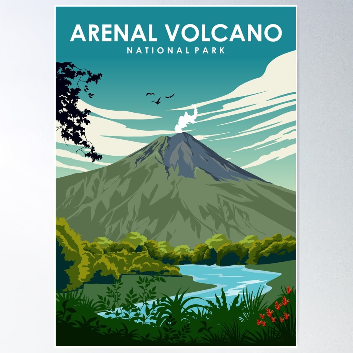 Arenal Volcano Costa Rica Nature Travel Poster Wall Art, Modern Wall ...