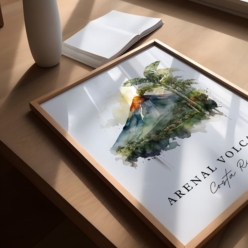 Arenal Volcano Costa Rica Travel Art, Mount Arenal Poster, Wedding or ...