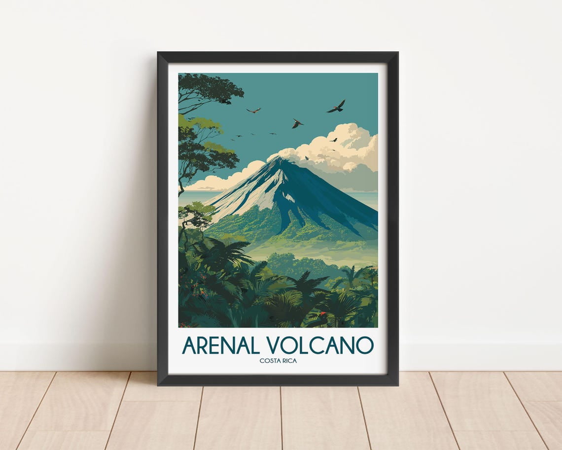 Arenal Volcano Poster Costa Rica Scenic Mountain Art Print, Unframed ...