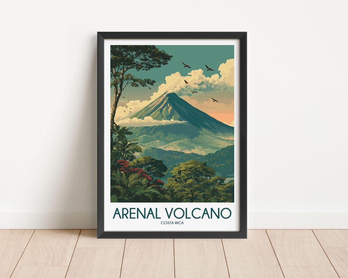 Arenal Volcano Poster Costa Rica Scenic Volcano Art Print, Unframed ...