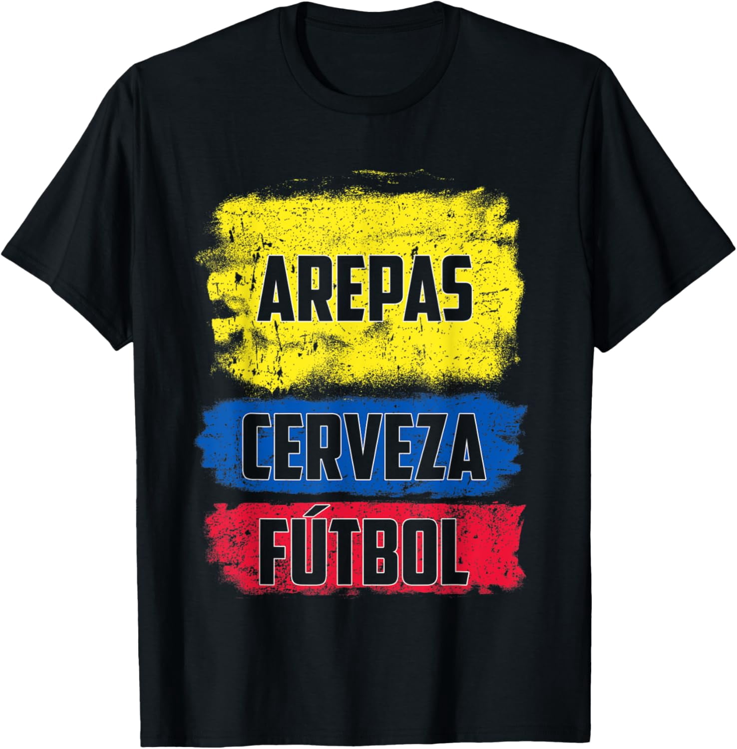 Arepas Cerveza Futbol Colombian Flag Distress Colombia Flag T-Shirt ...