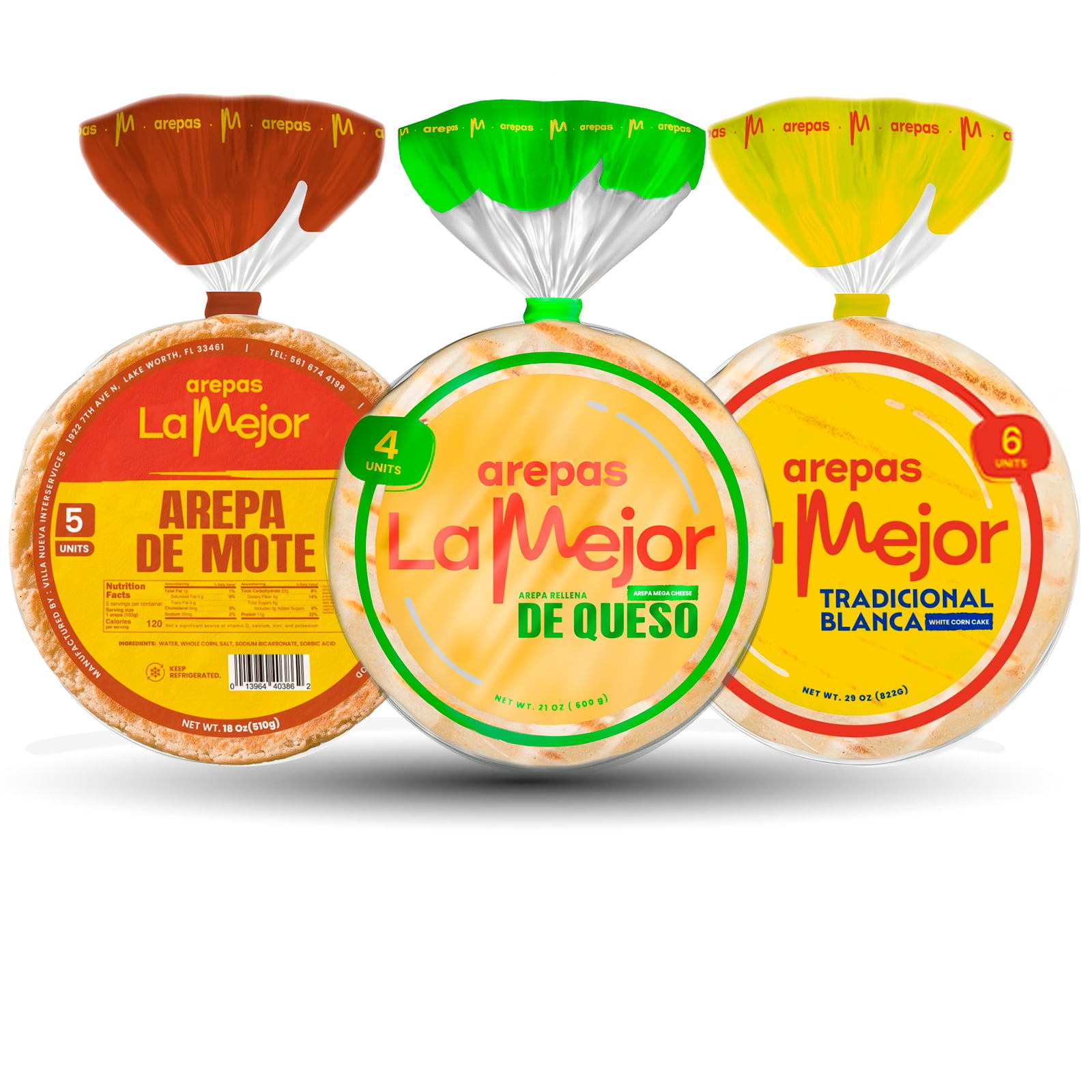 Arepas La Mejor Variety Pack – Tradicional Blanca, Mote & Rellena de ...