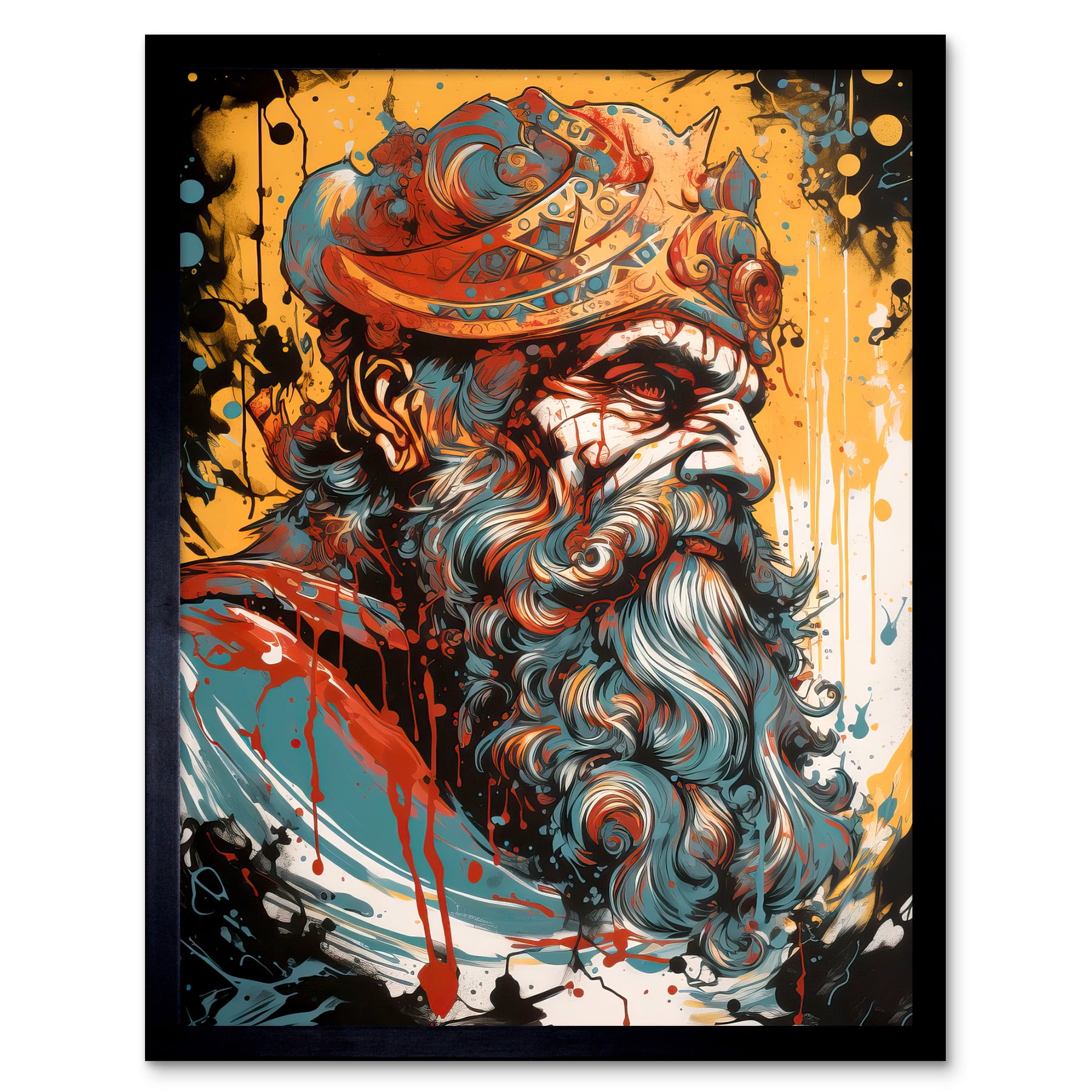 Ares God of War Acrylic Painting Greek Mythology Blue Red Yellow Battle ...