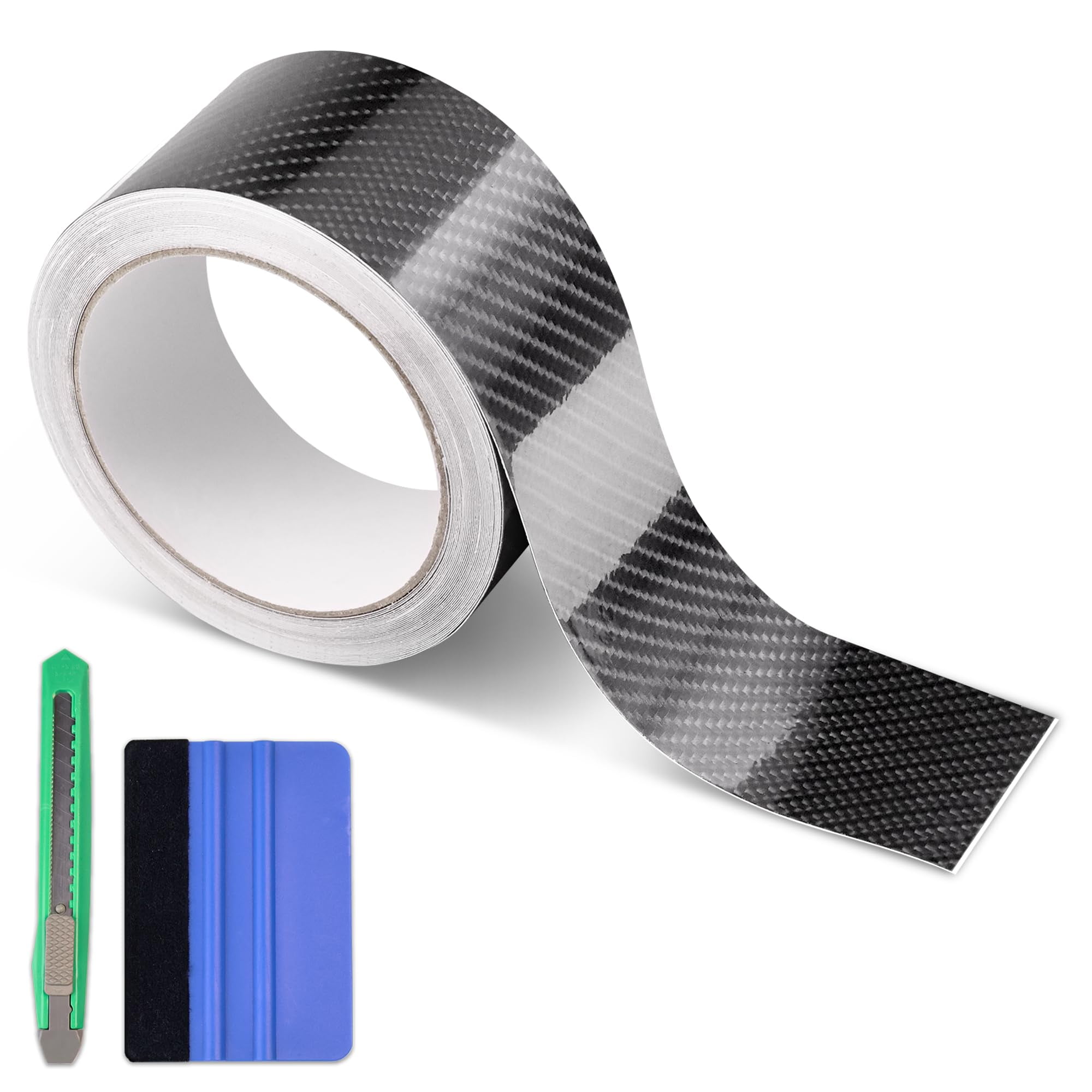 Arespark Gloss Black 6D STF9 Carbon Fiber Vinyl Tape Delete Door Sill ...