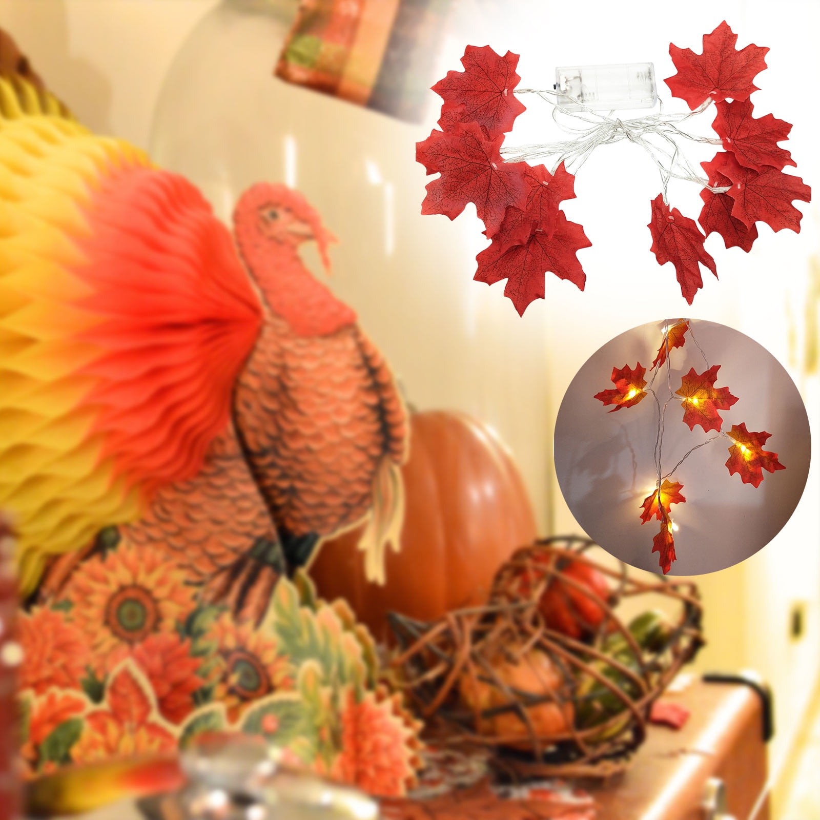 Arestory Fall Maple Leaf Garland 20 LED Maple Leaves Fairy Lights 10 ...