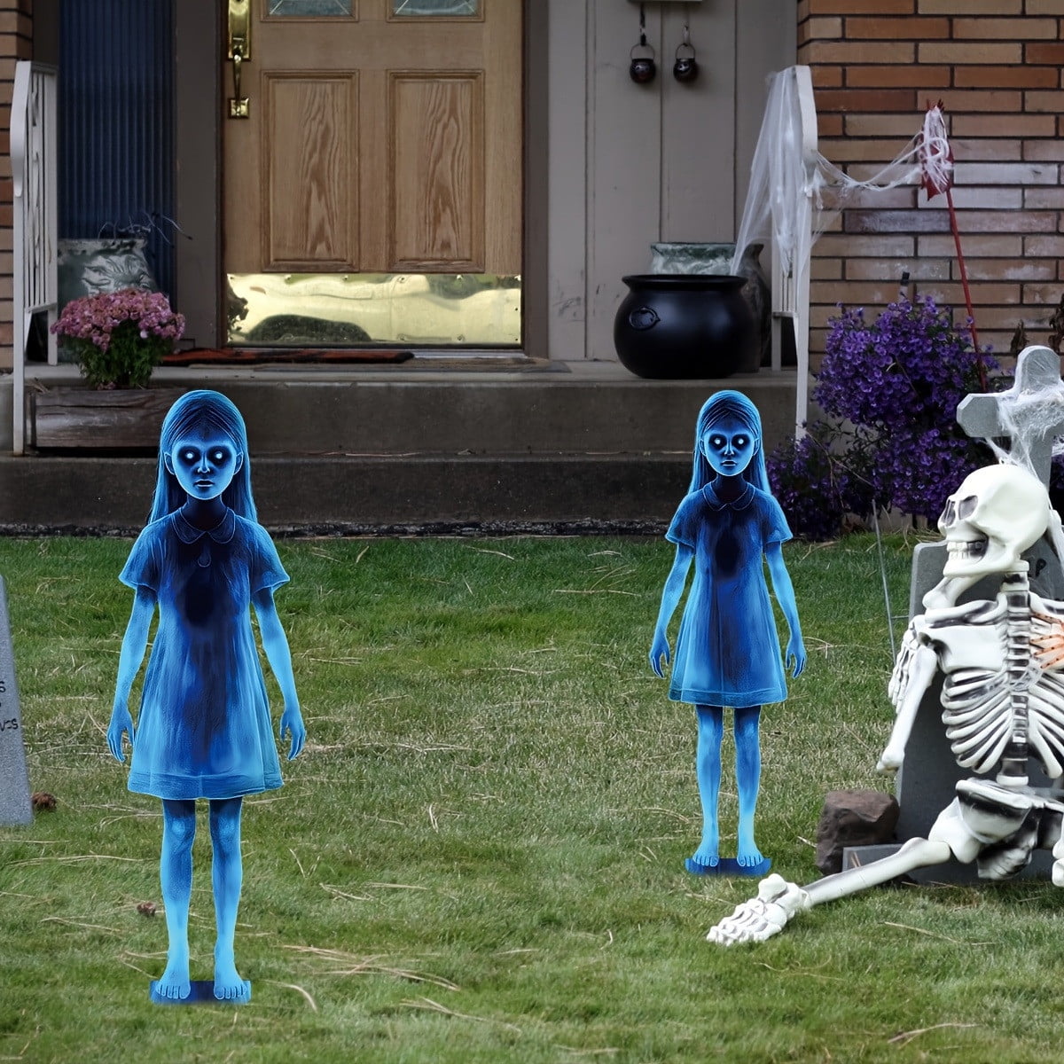 Arestory Scary Twins Halloween Yard Signs Stakes, 16 inch Horror Twin ...