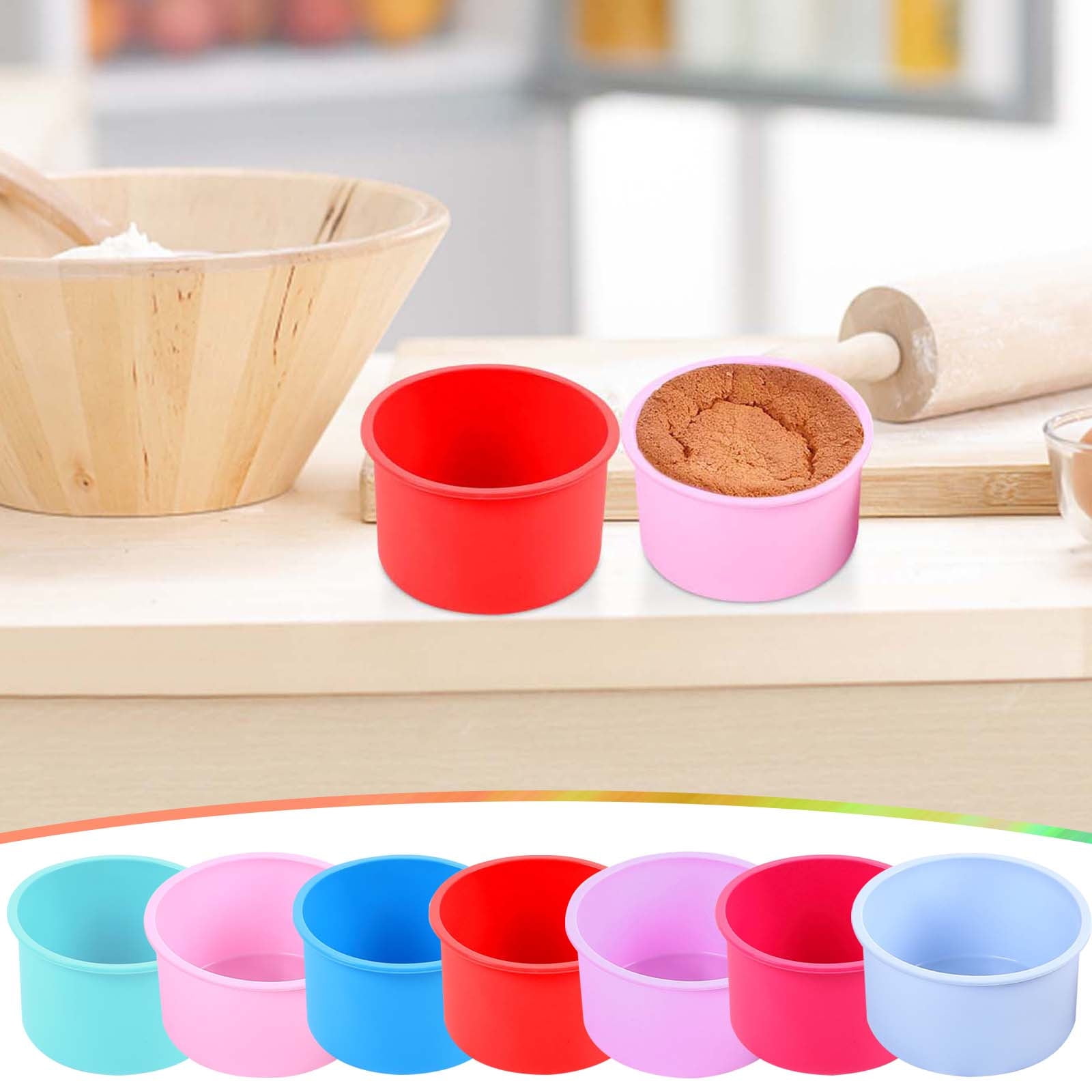 Arestory Silicone Mini Round Cake Molds, 4 Inch, Blue, Reusable, Non ...