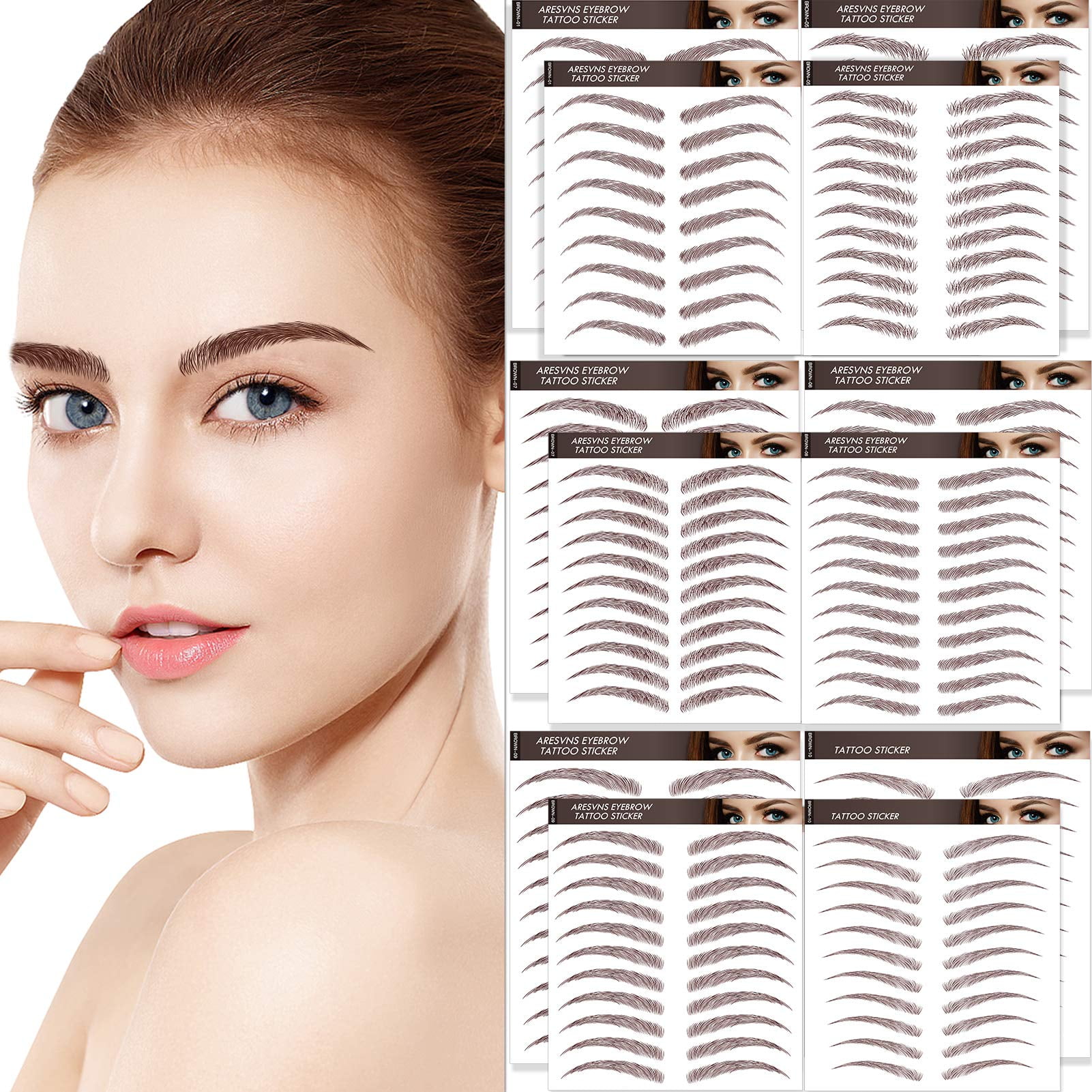 Aresvns Eyebrows Tattoo 132 Pairs! Reddish Brown(Chocolate Color) 4D ...