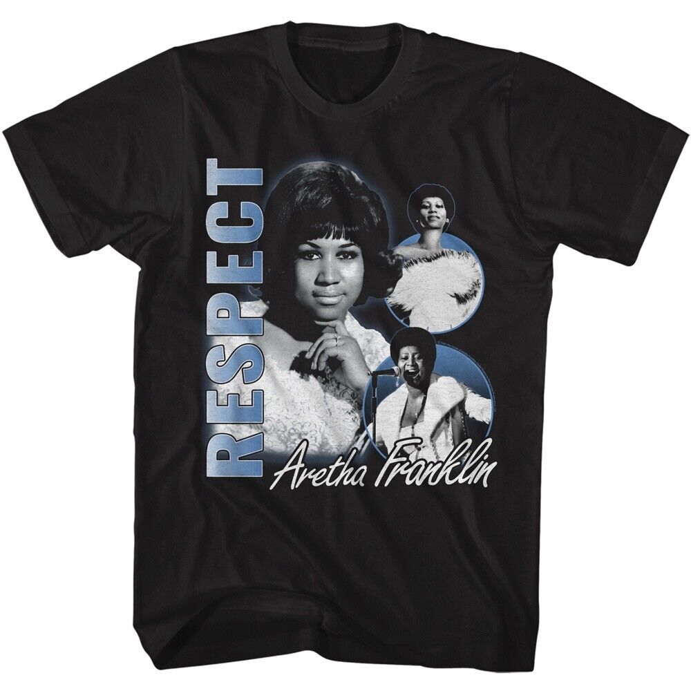 Aretha Franklin T-Shirt Respect R&B Singer Gospel Official Black Cotton ...