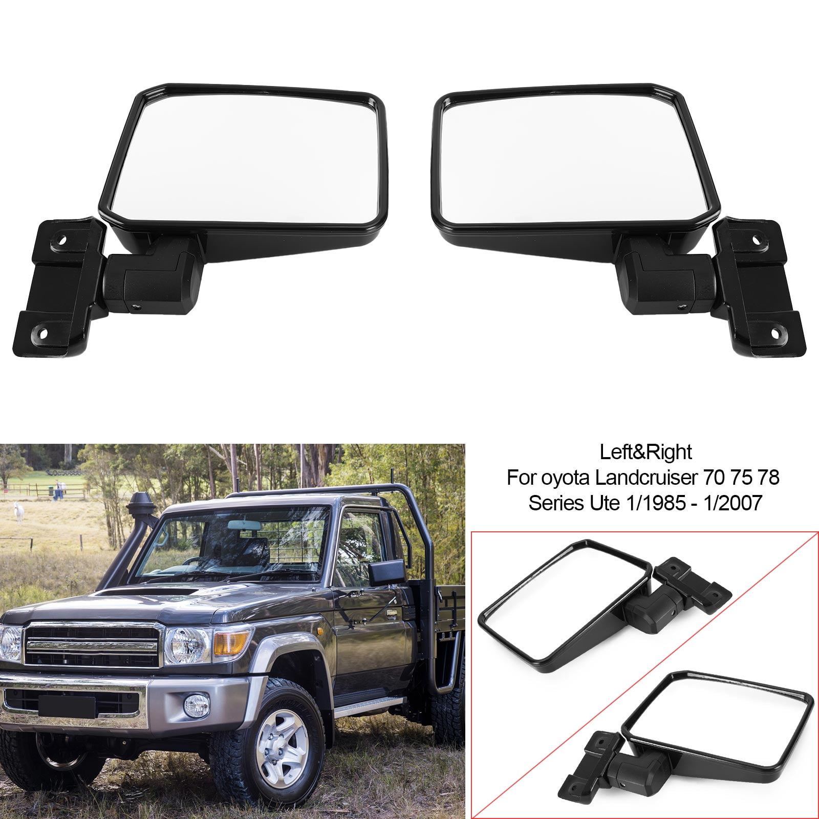 Areyourshop Pair LH+RH Door Mirror For Toyota LandCruiser 70 75 78 ...