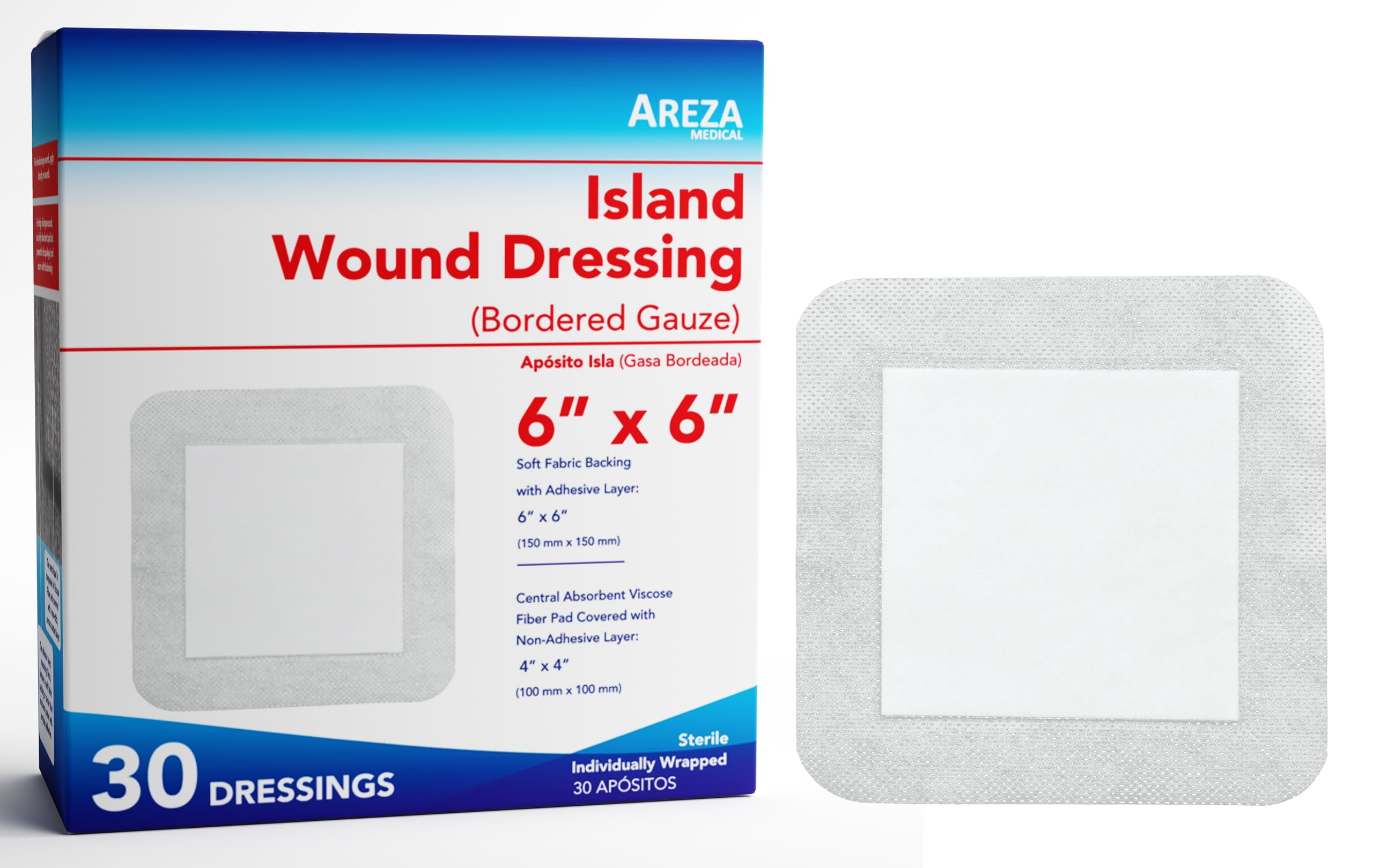 Areza Medical - Bordered Gauze Island Dressing - Wound Dressing - Latex ...