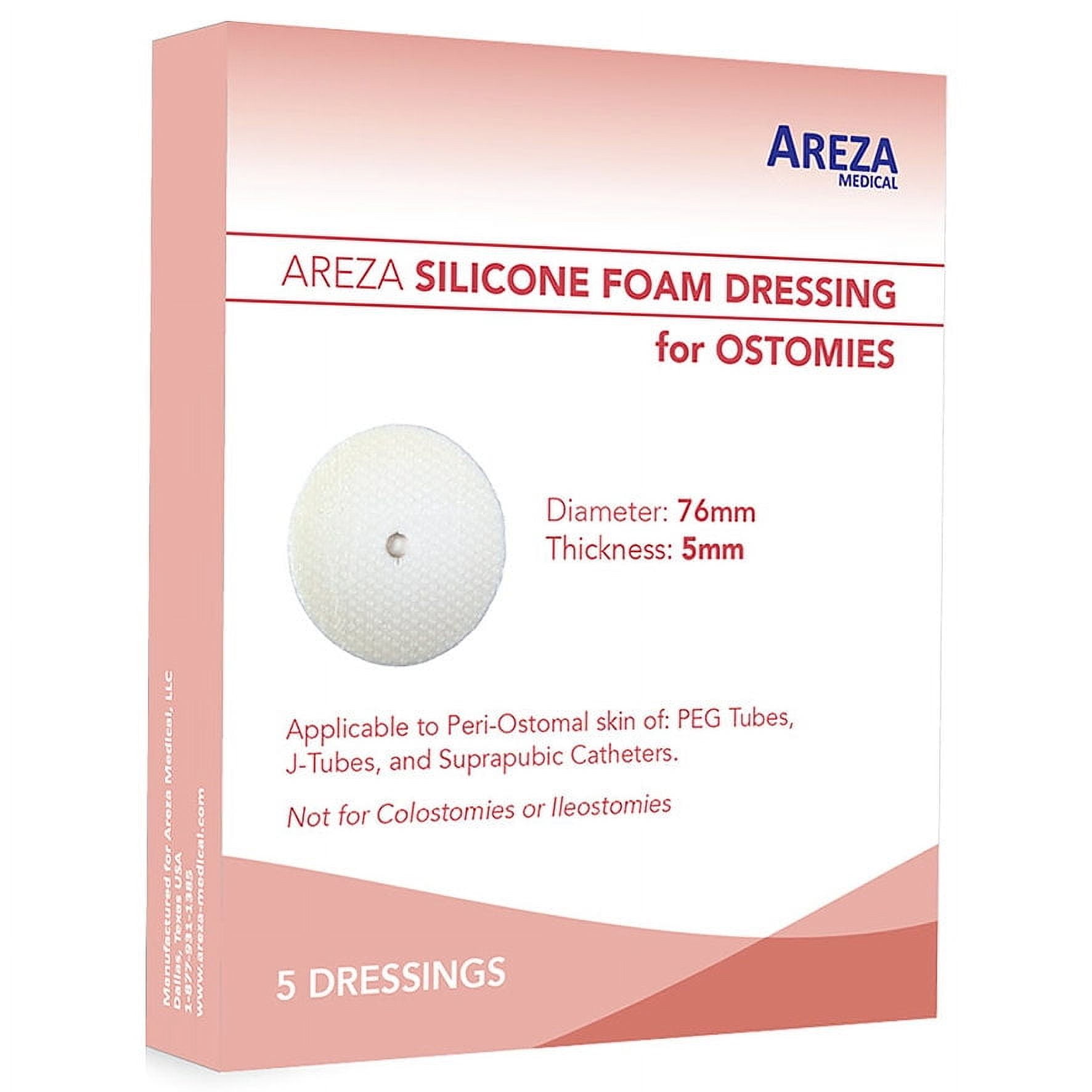Areza Medical Ostomy Dressing: Silicone Foam (Round) May Help Secure Ostomy Tubes, Control ...