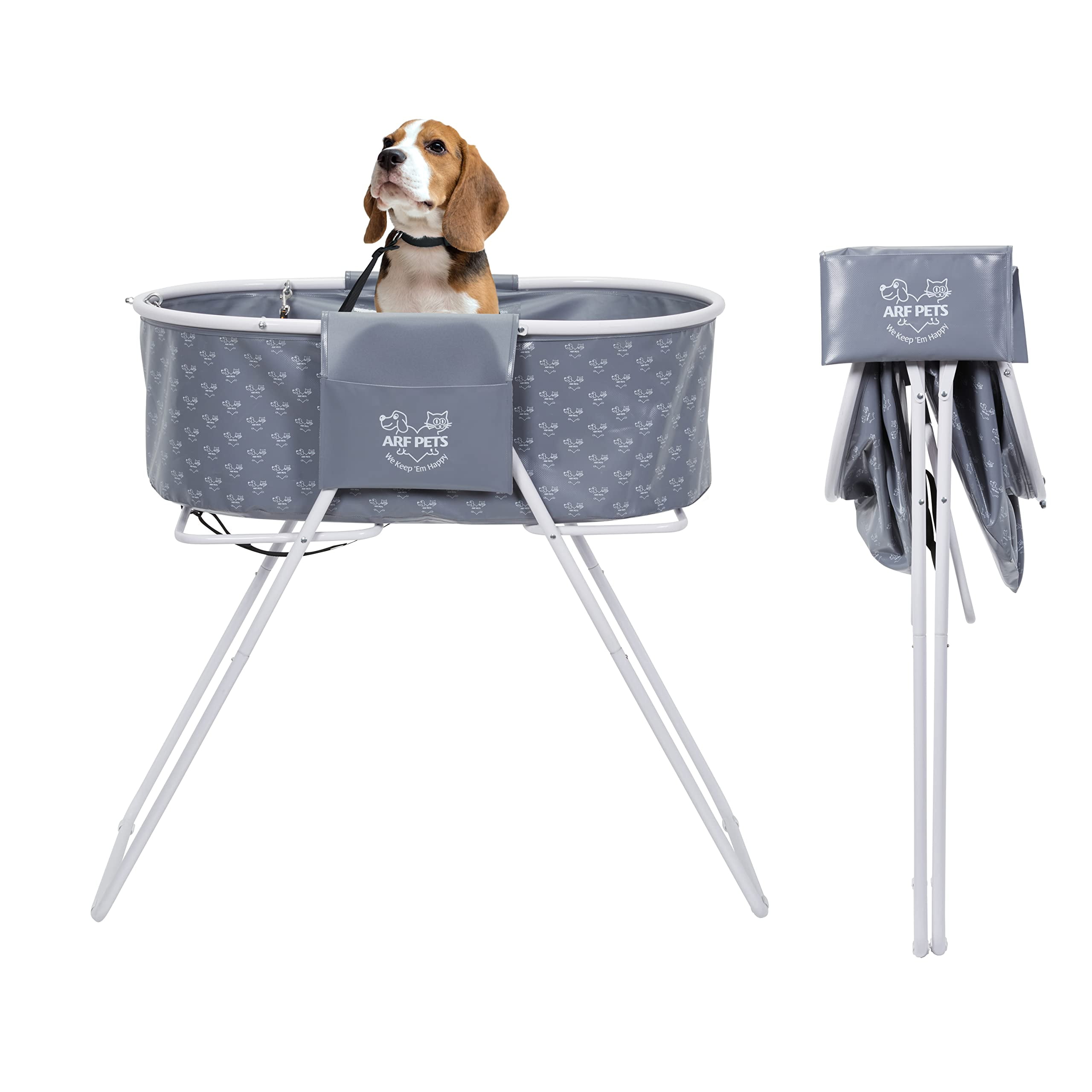 Arf Pets Collapsible Grooming Bathtub, Foldable Elevated Dog Bath ...