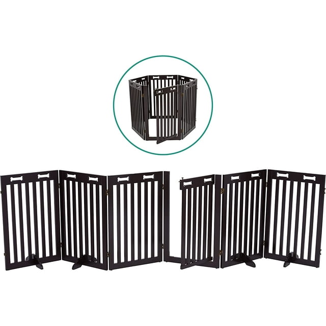 Arf Pets Freestanding Dog Gate with Door, 6 Panel 360° Configurable Pet ...