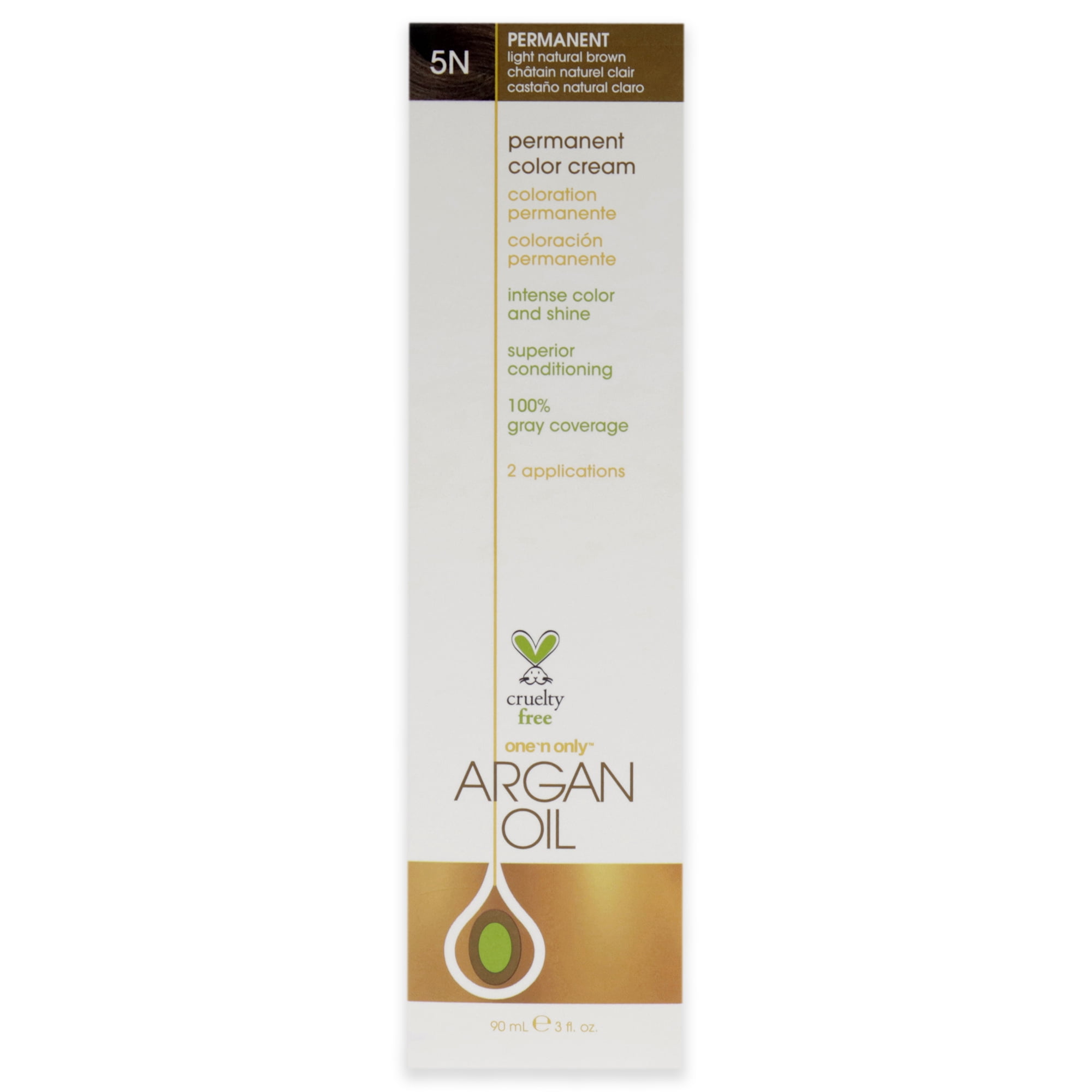 Permanent Hair Color 5N Light Natural Brown Infused with Argan Oil, 100 ...