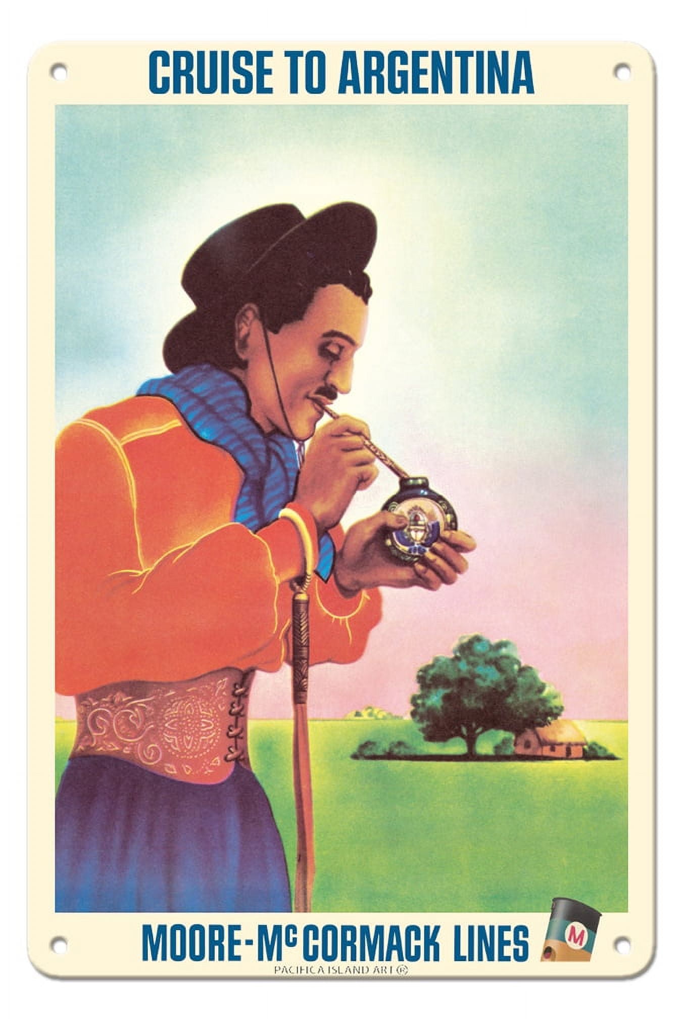 Argentina - Argentinean Gaucho Drinking Mate - Moore-McCormack Lines ...