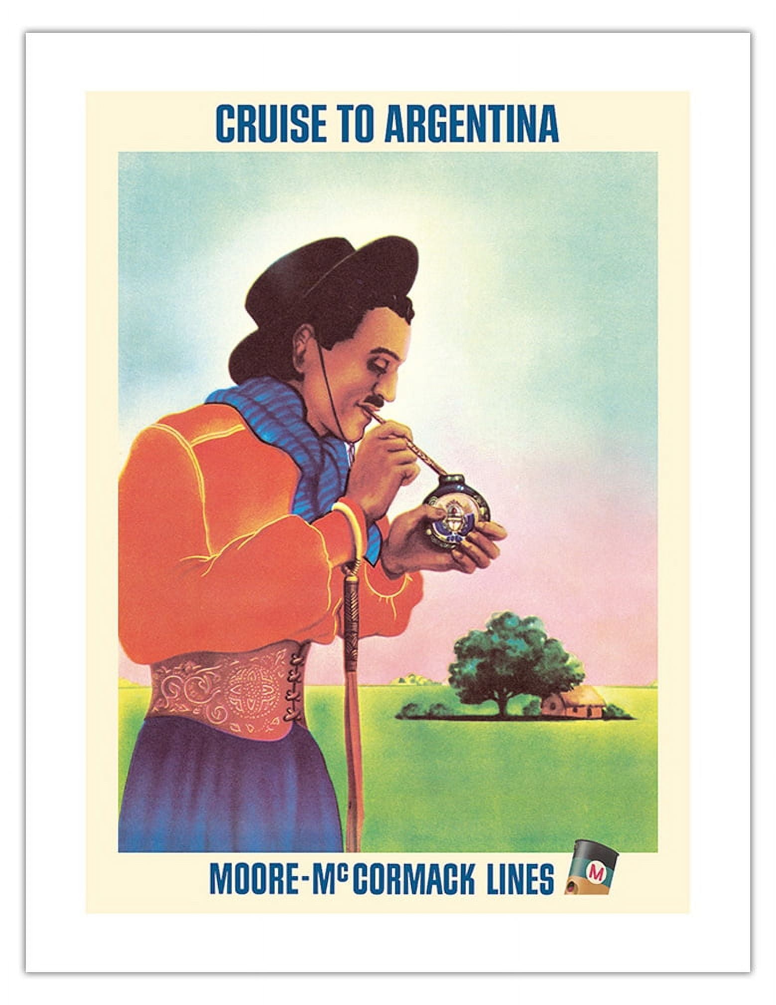 Argentina - Argentinean Gaucho Drinking Mate - Moore-McCormack Lines ...