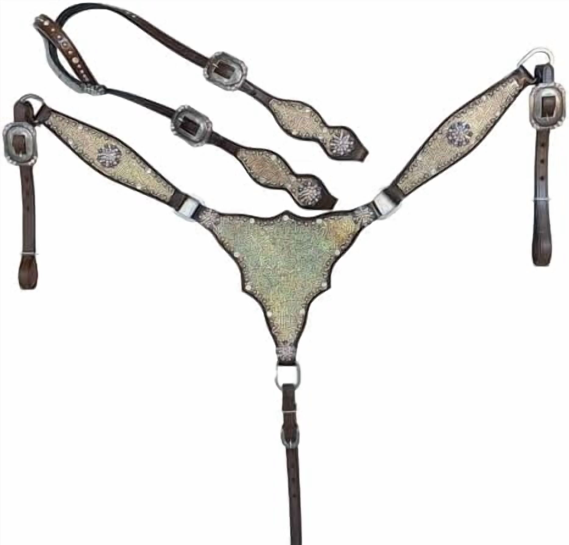 Argentina Cow Leather Western One Ear Headstall Bridle Breast Collar ...