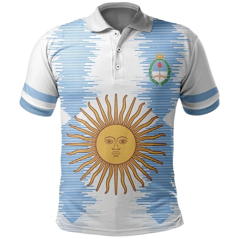 Argentina Flag Map 3D Printed Polo Shirts For Men Clothes Fashion Sport ...