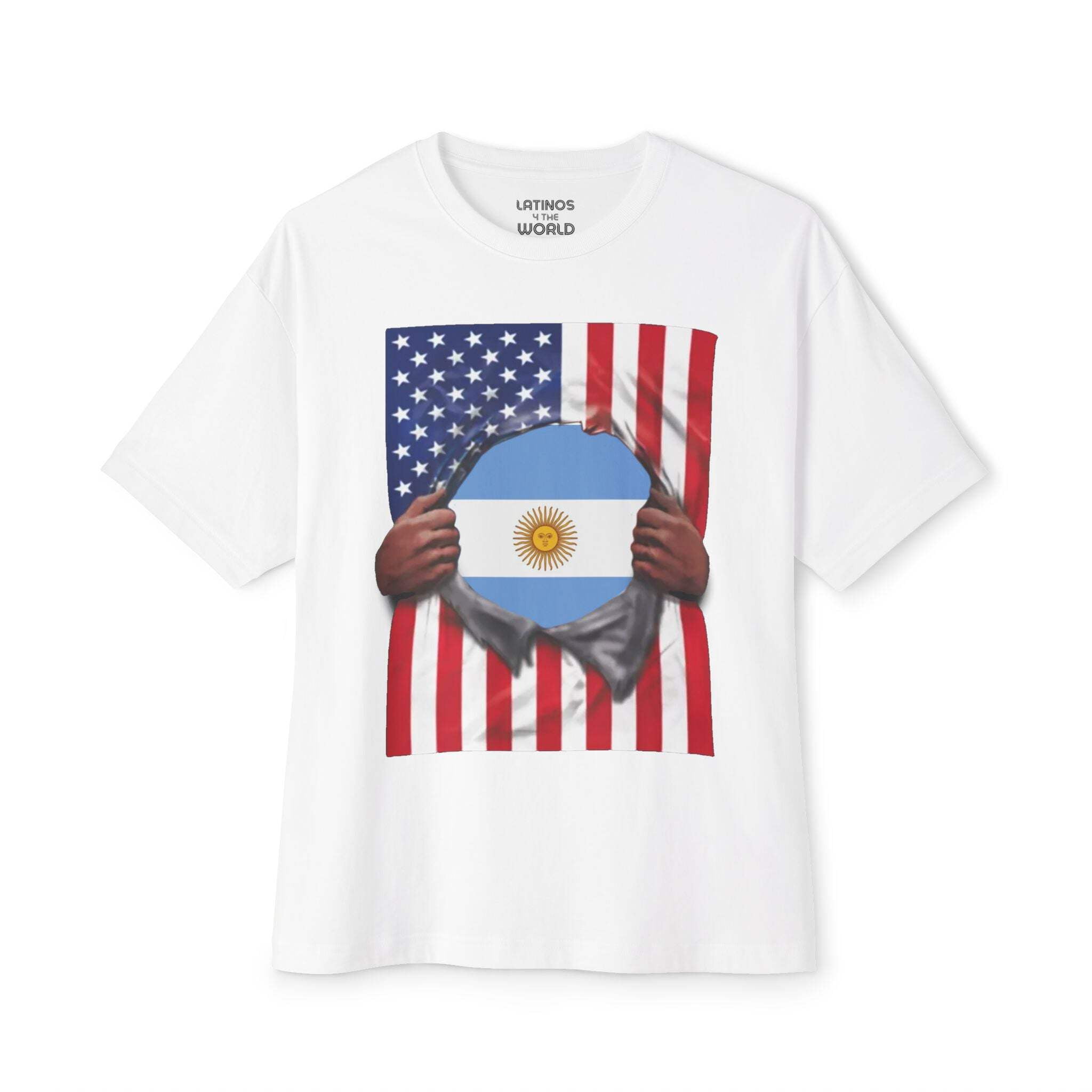 Argentina Flag + USA Flag Pride T-shirt | Argentina + American Flag Rip ...