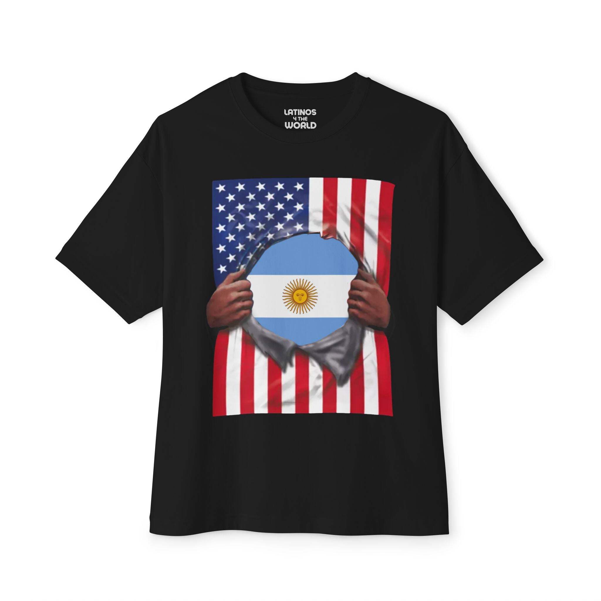 Argentina Flag + USA Flag Pride T-shirt | Argentina + American Flag Rip ...