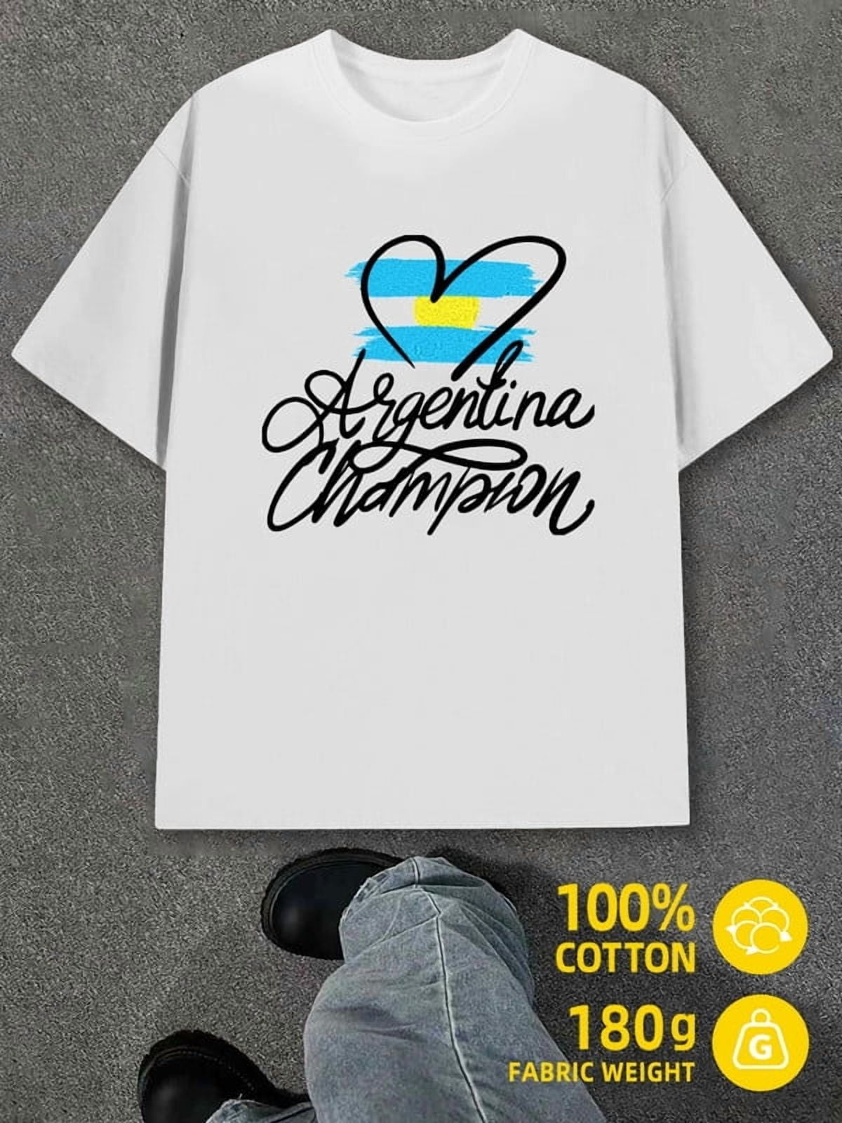 Argentina Love men's white 180G 100% Cotton Everyday and weekend wear ...