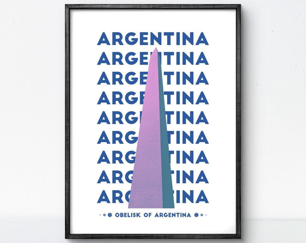 Argentina Obelisk Poster - Minimalist Buenos Aires Wall Art - Modern ...