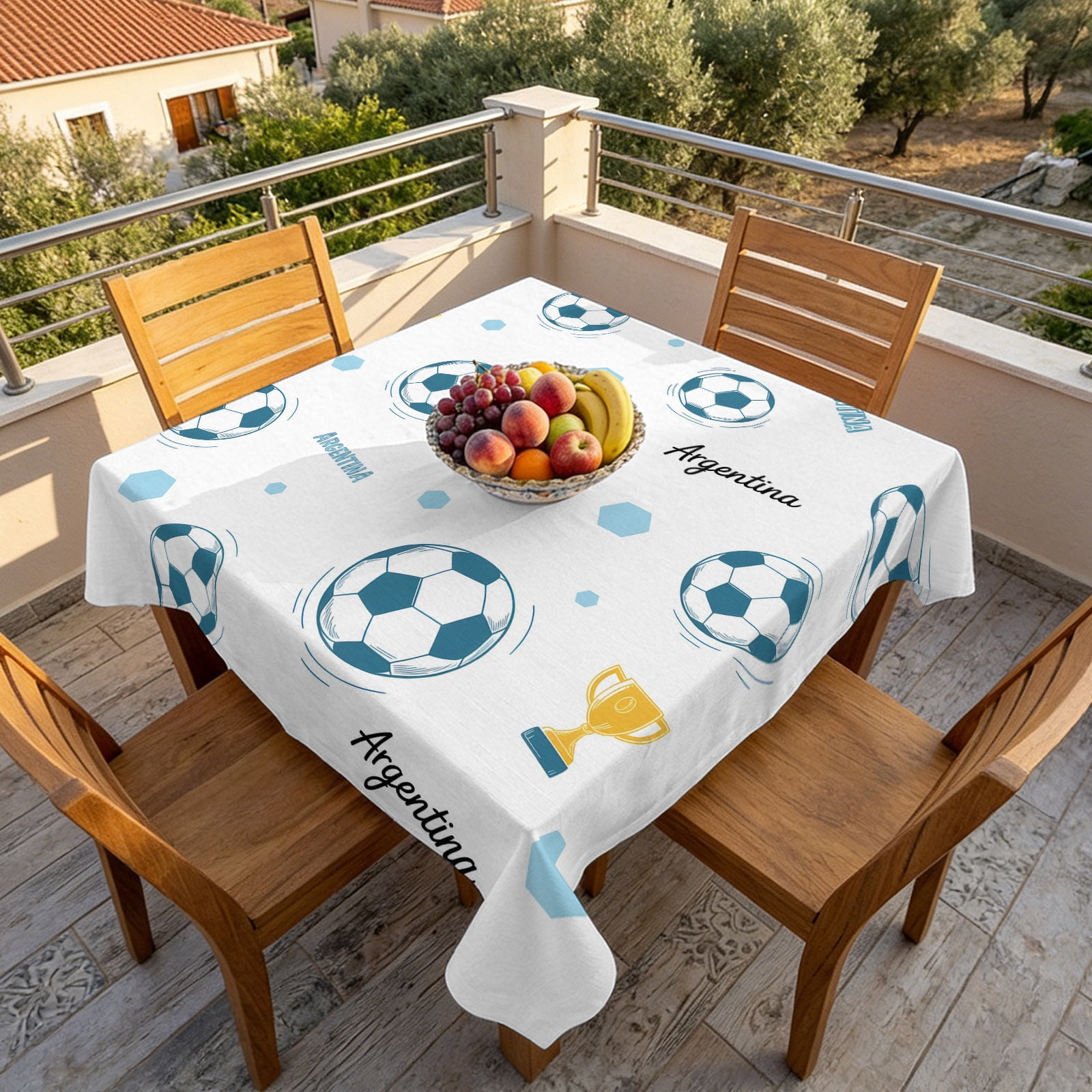 Argentina Soccer Pattern Table Cloth 60x60in, Waterproof Square ...