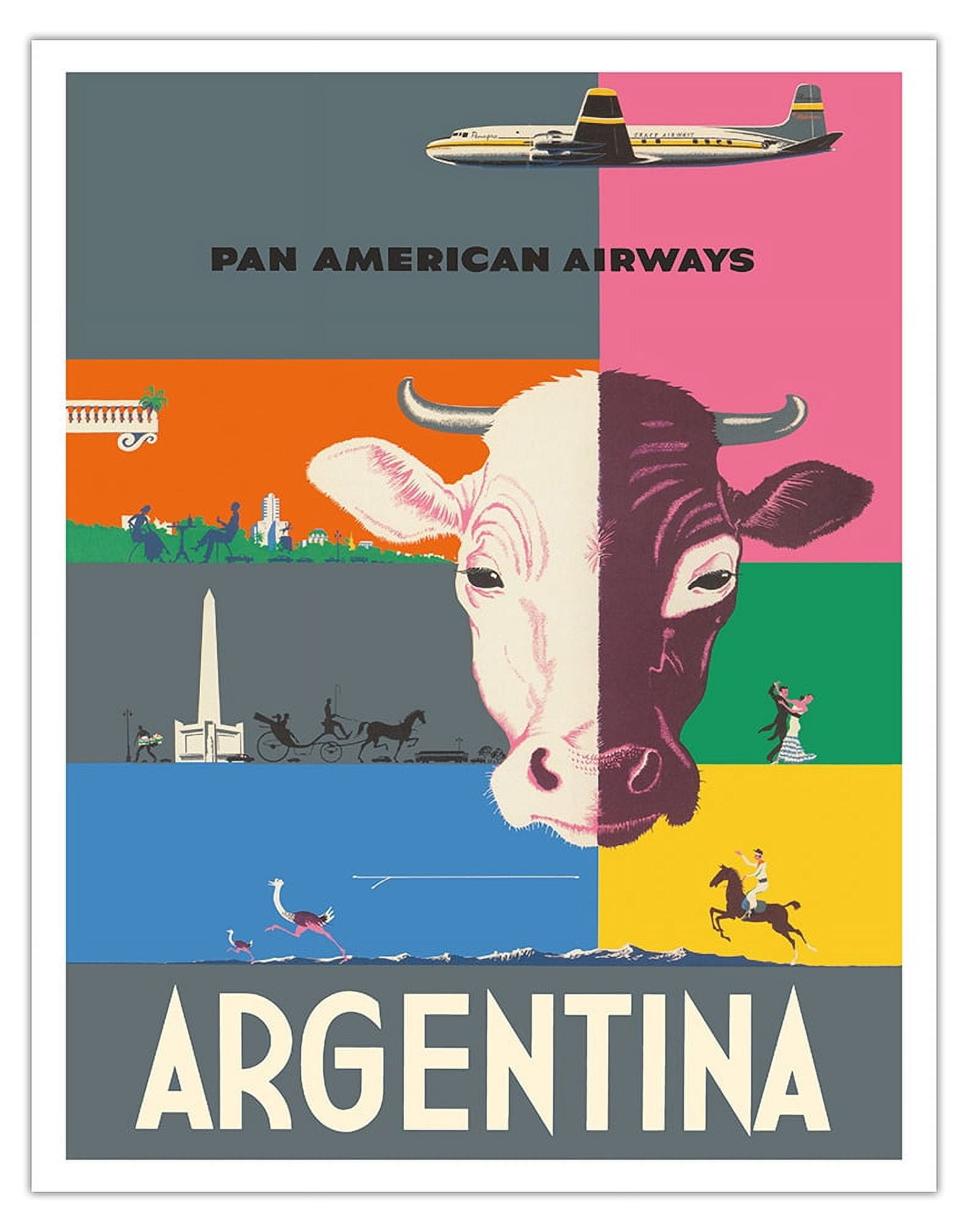 Argentina - Vintage Airline Travel Poster by Larry Segall c.1955 - Fine ...