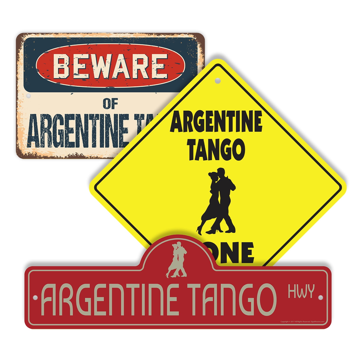 Argentine Tango (3 Pack) Plastic Street Sign Crossing Sign Warning Sign ...