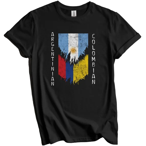 Argentinian Colombian Flags Ripped Torn Argentina Colombia T-Shirt Gift ...