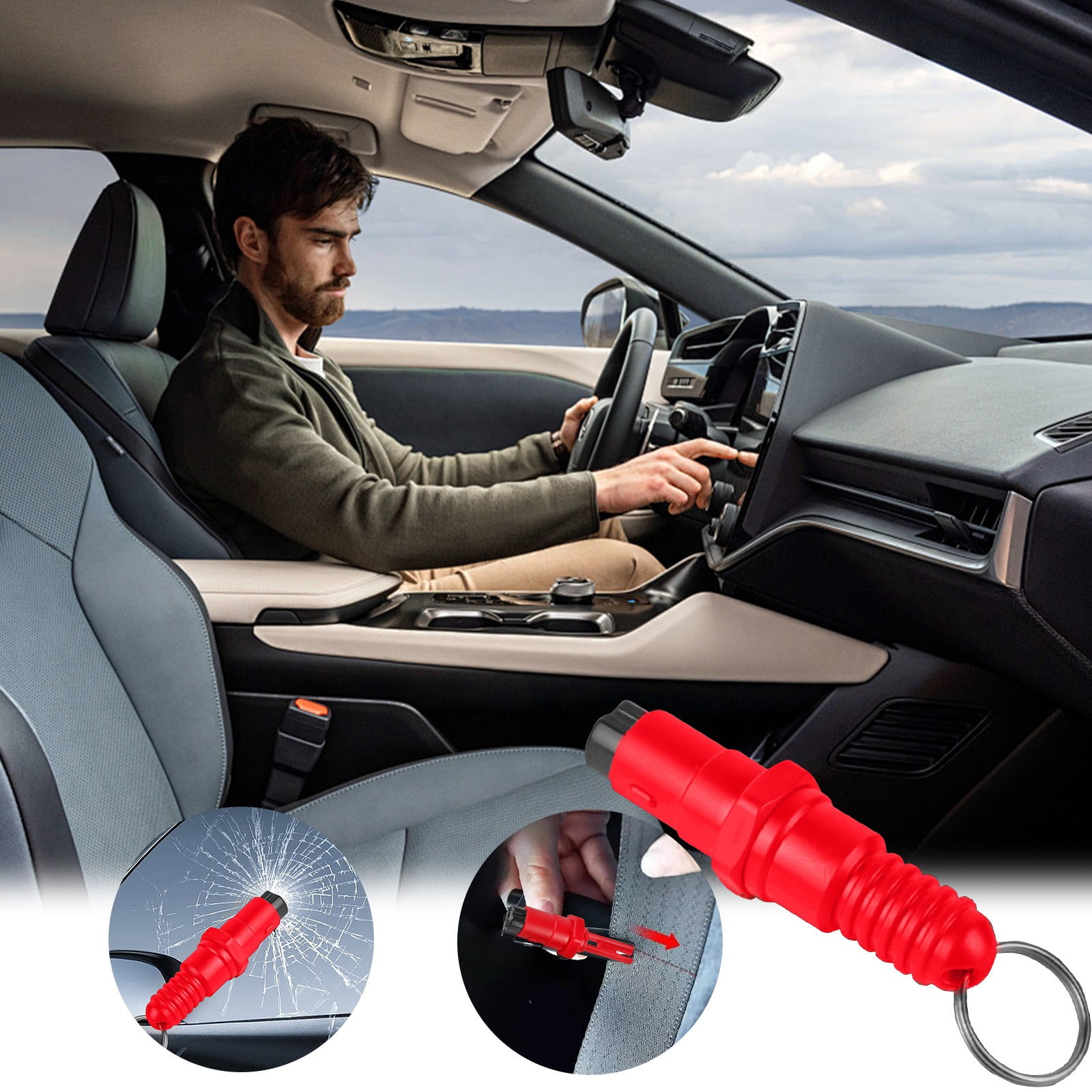 Arghm 2-in-1 Car Safety Hammer, Mini Emergency Window Breaker and ...