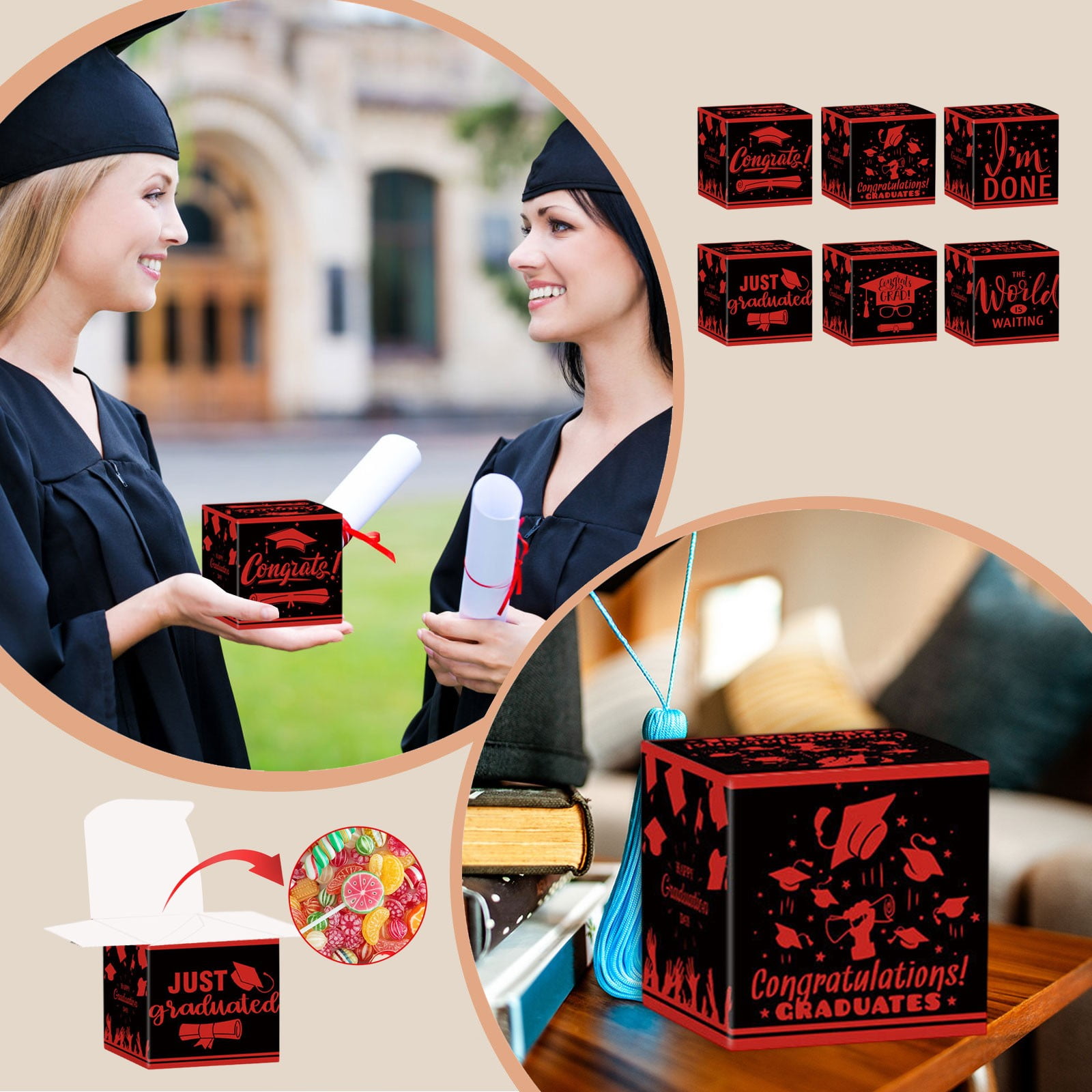 Arghm 6 Pack Graduation Party Favor Boxes,2.76x2.76x2.76in Foldable ...