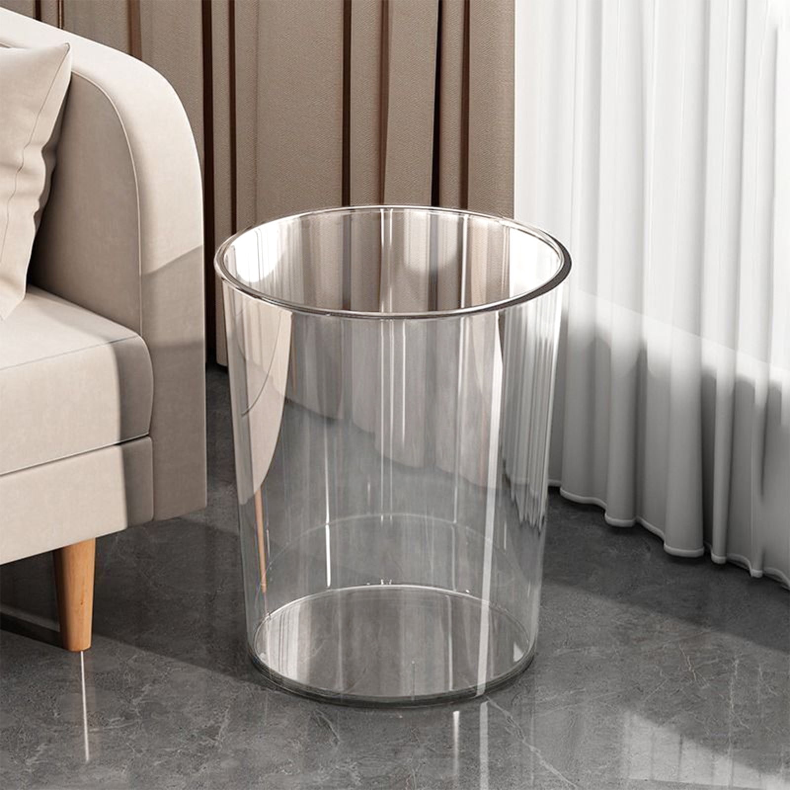 Arghm Acrylic Trash Can, 5.7x6.4x6.4in, Clear Wastebasket, Wide Mouth ...