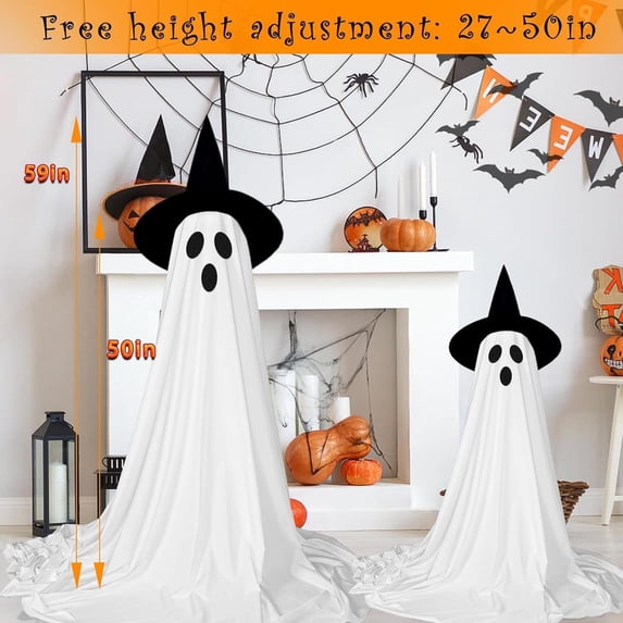 Arghm Battery Powered Ghost Lights,Adjustable 1.47-5.4ft,Halloween Yard ...