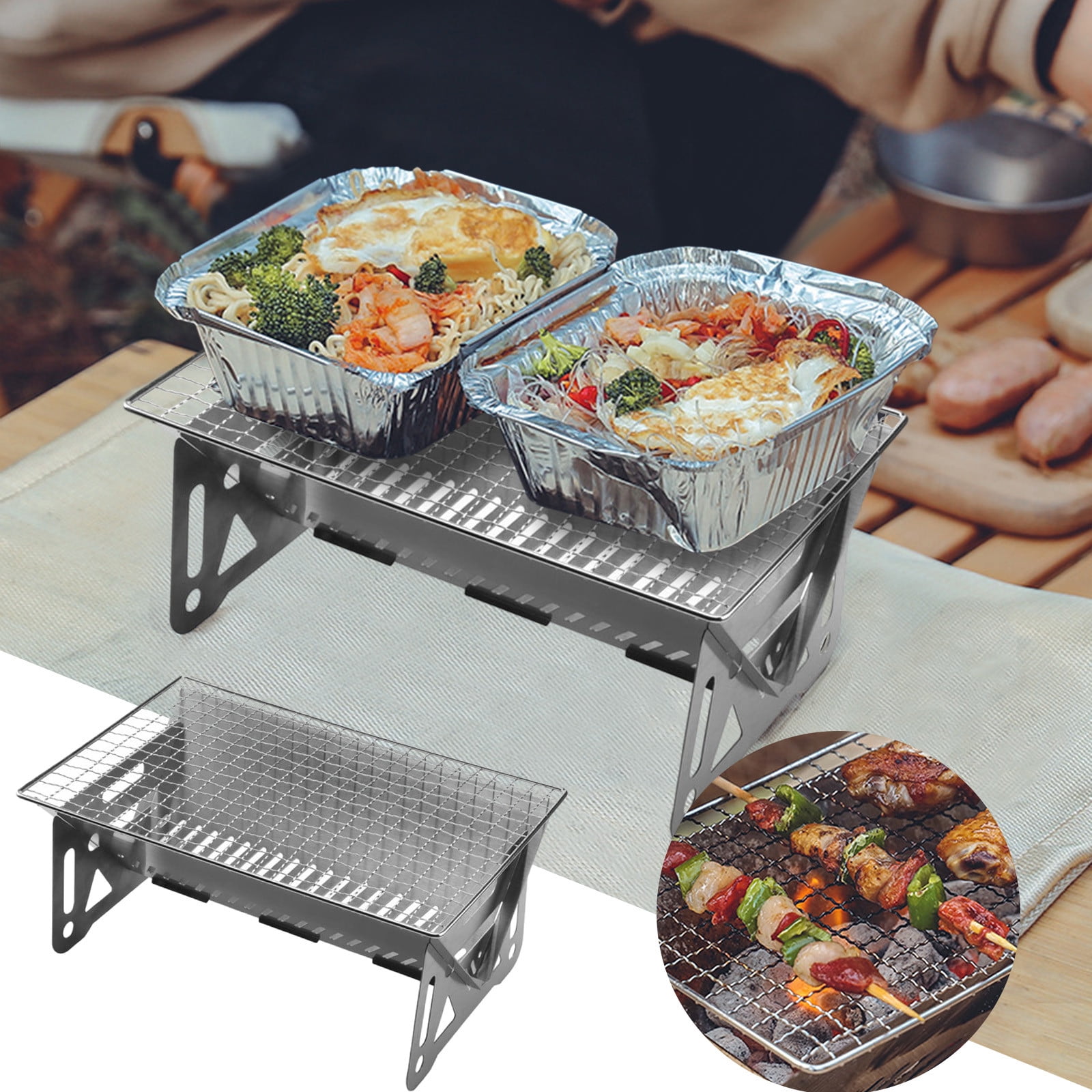 Arghm Charcoal Grill,Portable Folding BBQ Grill for Camping Hiking 4 ...