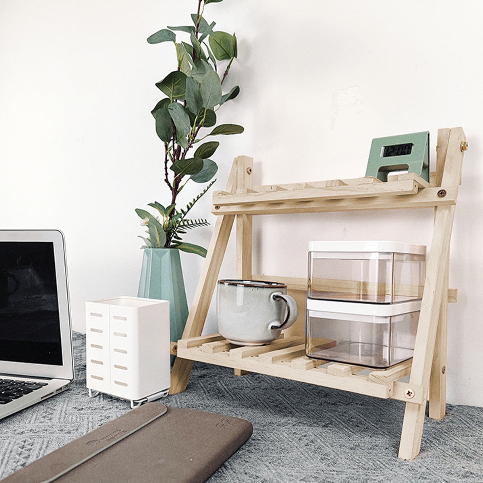 Arghm Foldable Plant Stand Wooden,13.78x13.78x6.69in,Balcony Flower ...