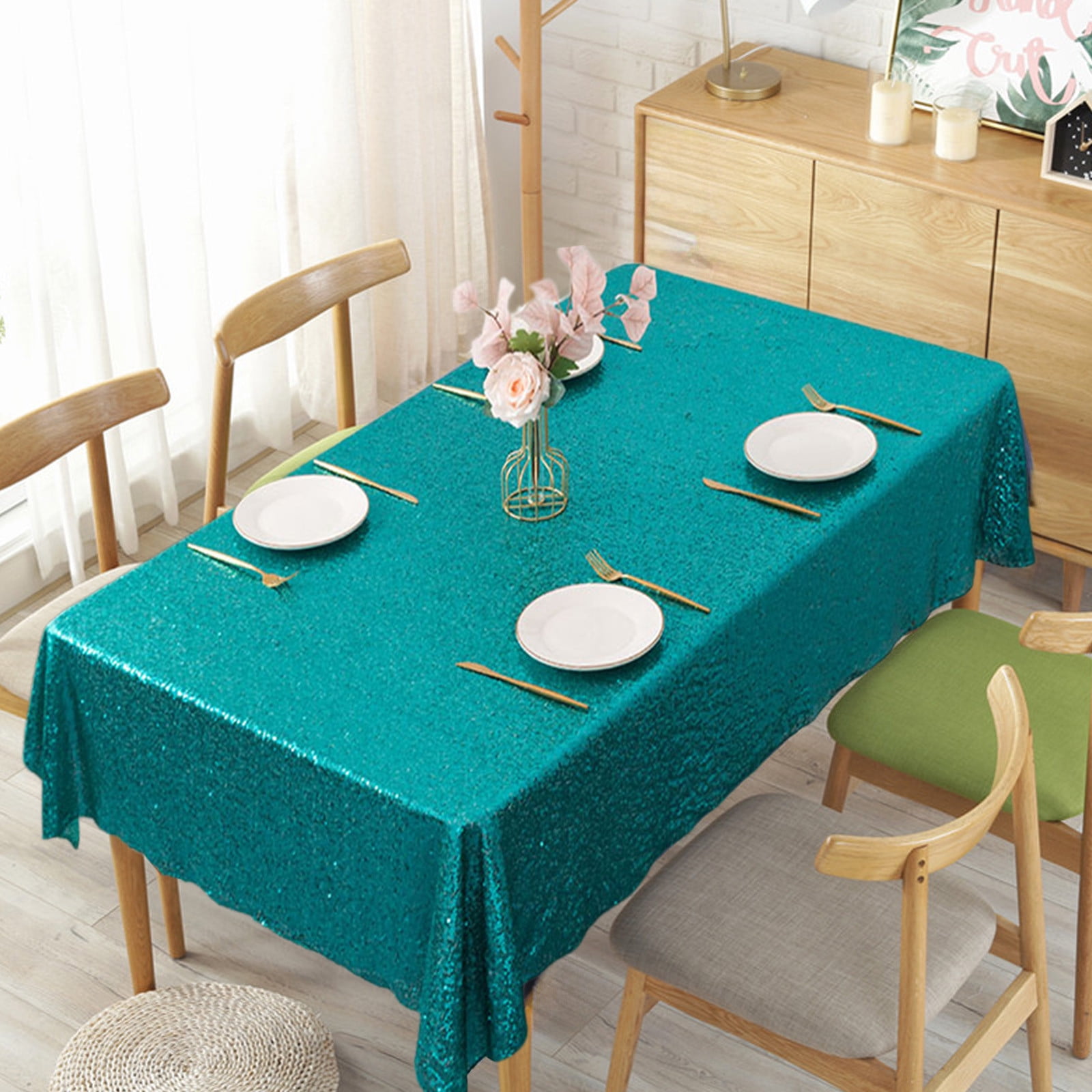 Arghm Glitter Wedding Tablecloth Rectangular Party Decor,Gold White Sky ...