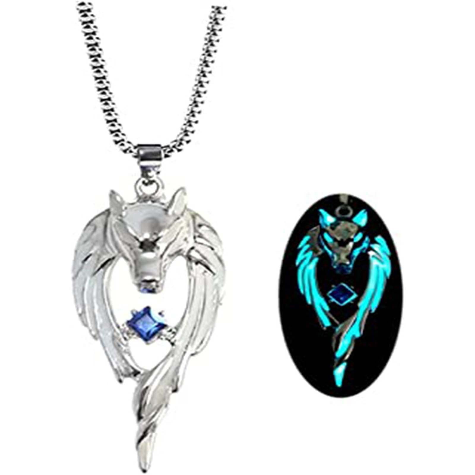 Arghm Glowing Wolf Necklace,2.2x1in Luminous Wolf Pendant,Retro Hip-hop ...