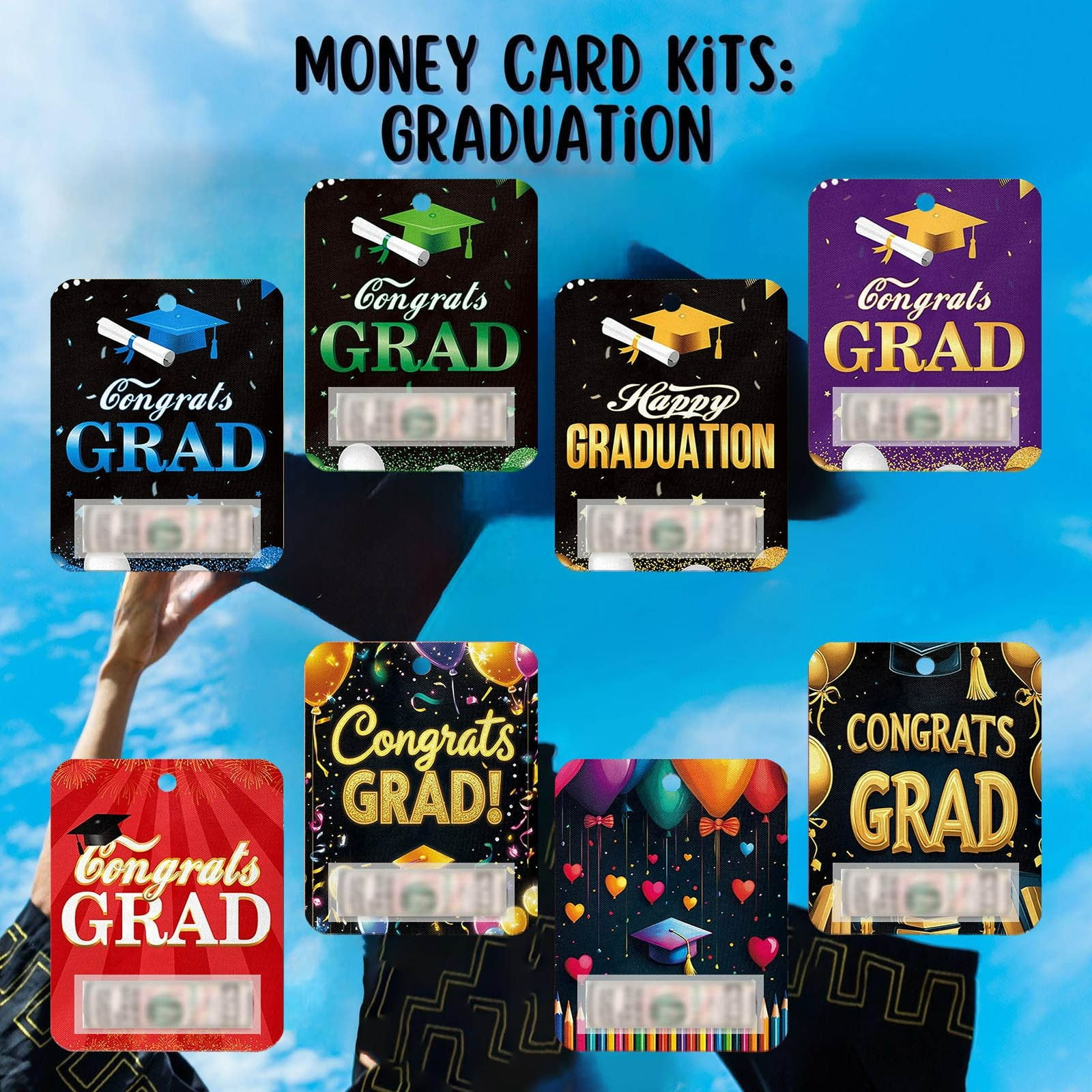 Arghm Graduation Cap Design Wallets,8-Pattern Set with Card Slot,5.5x3 ...