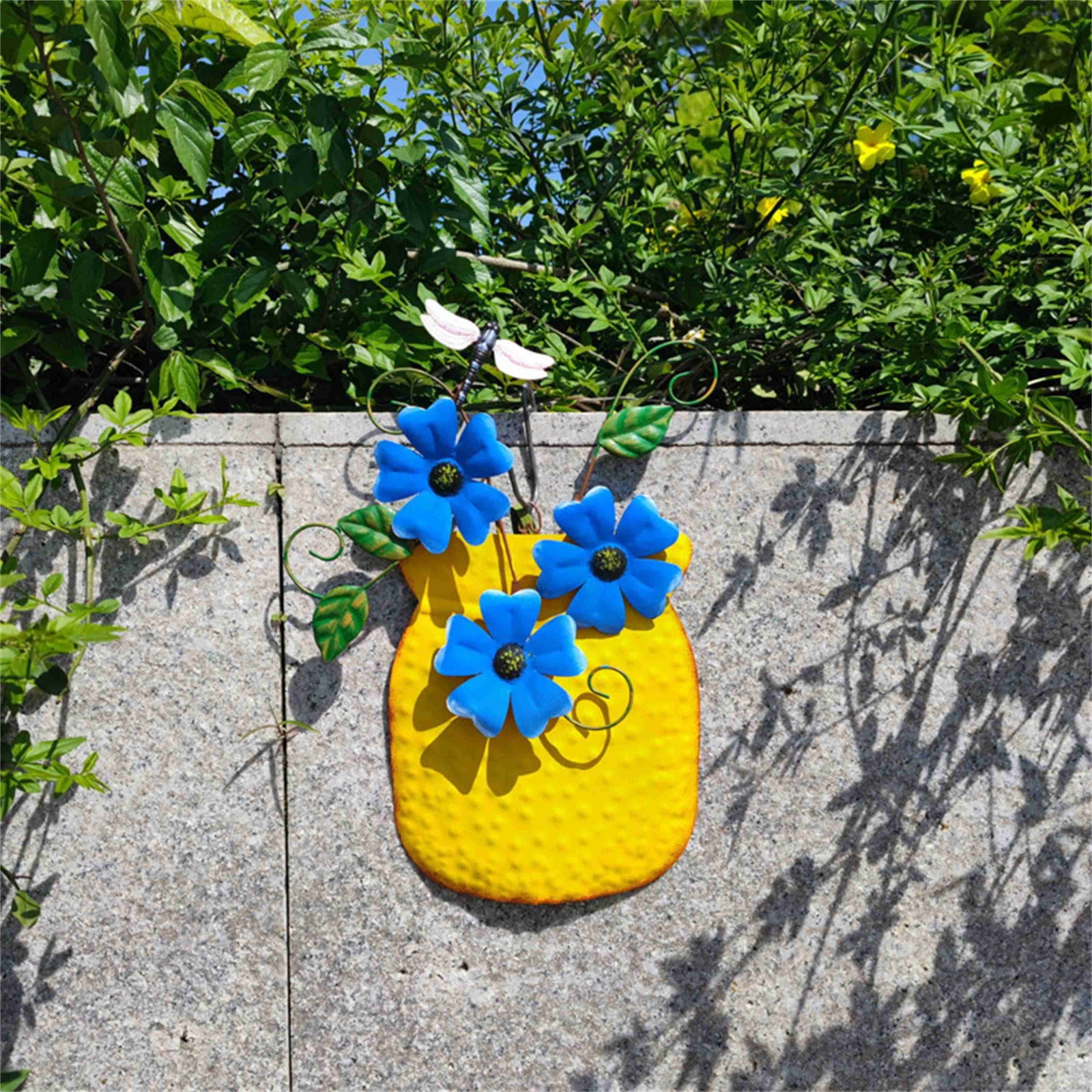 Arghm Hand Painted Iron Vase Wall Hanging,Garden Decoration,12.79x7 ...