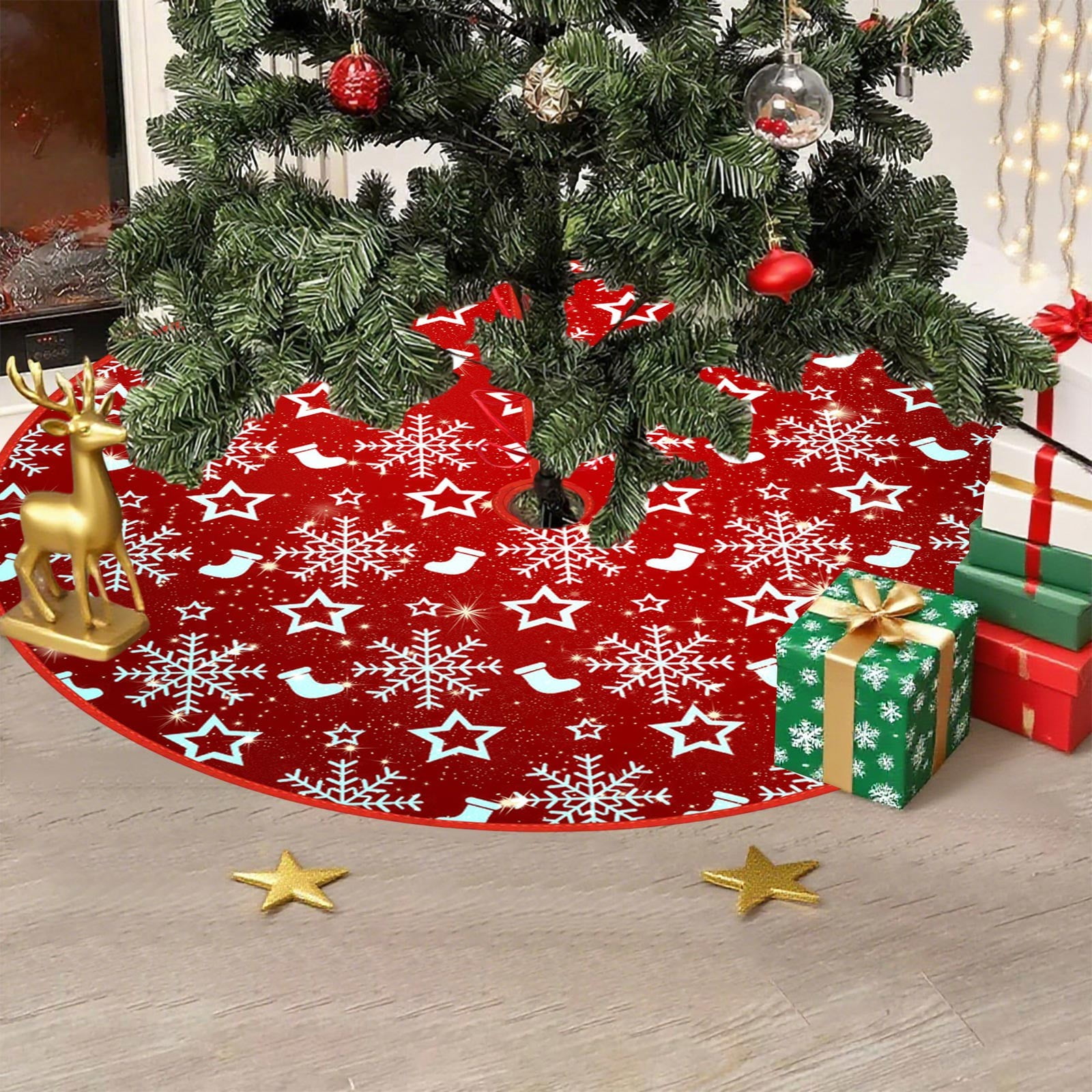 Arghm Holiday Tree Skirt for Wedding Living Room,35 Inch,Snowflake Pattern,Versatile Decor ...