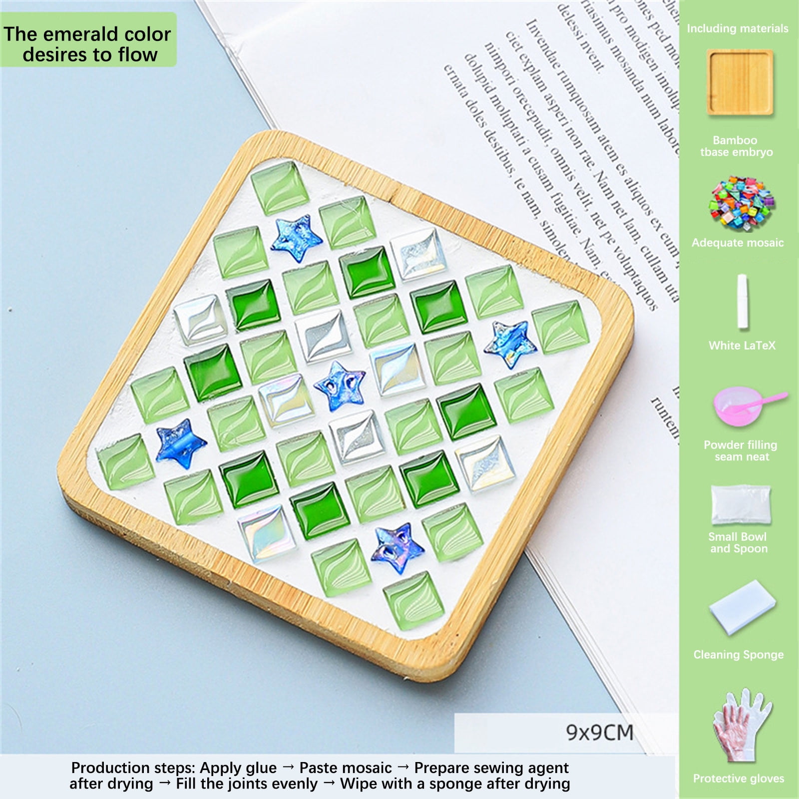 Arghm Mosaic Tile Set,Wooden Cup Mats,6ml Glue,Ideal for DIY Crafts and ...