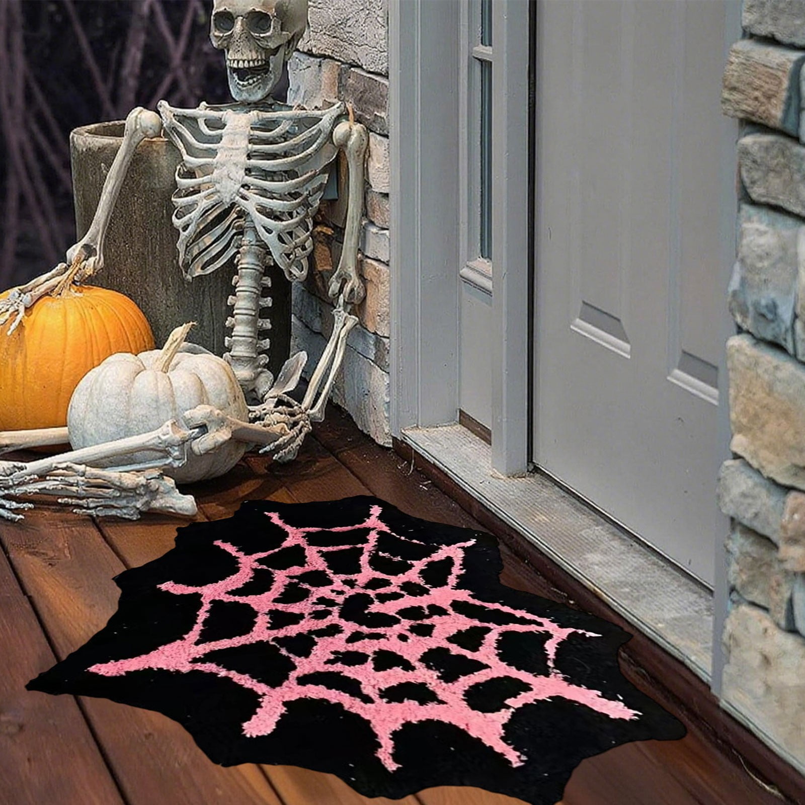 Arghm Non Slip Bath Mat,Cobwebs Design Polyester 19.69x31.5in,Absorbent Floor for Bathroom ...