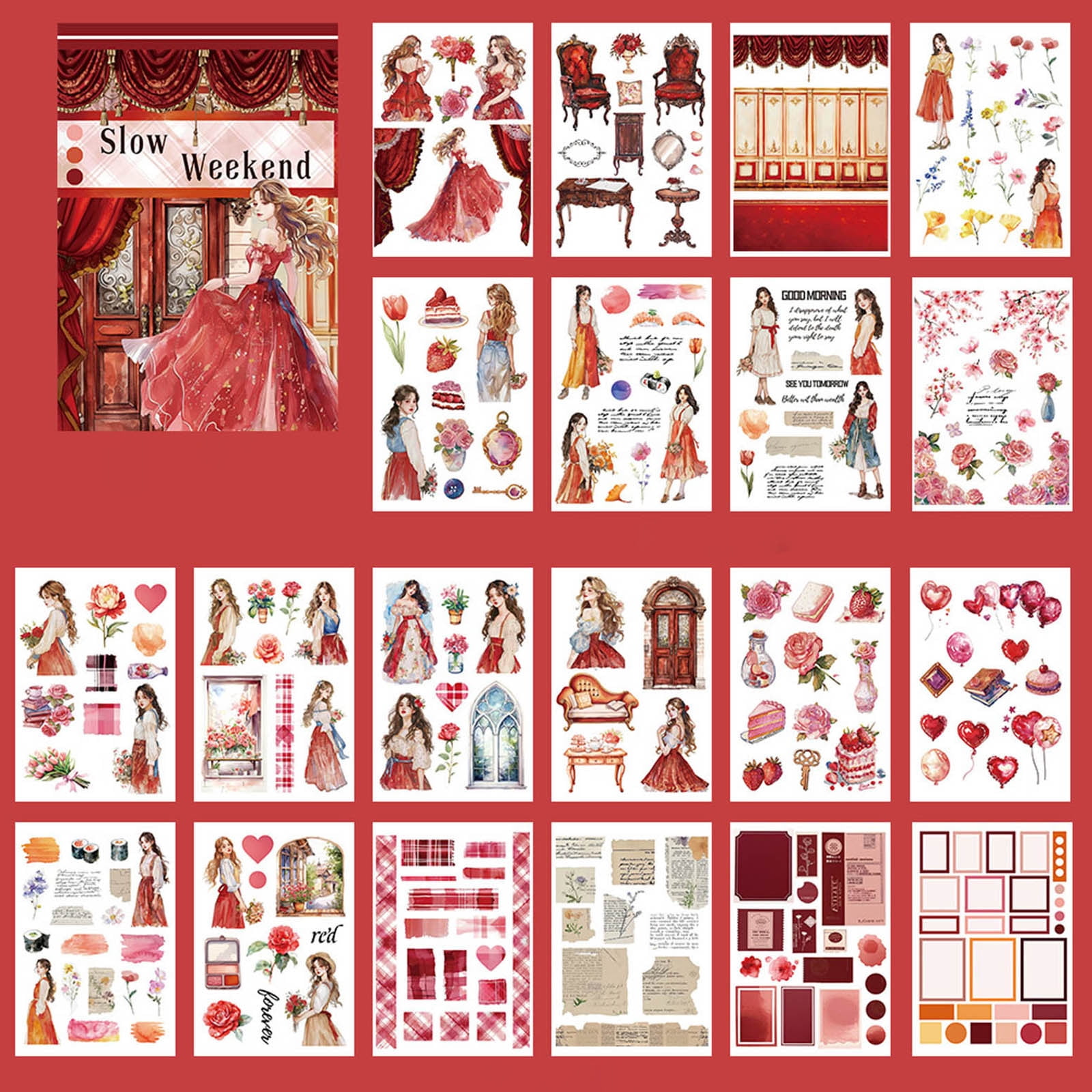 Arghm Pre-Cut Journaling Sticker Book – 20 Sheets Fashion Women Coffee ...