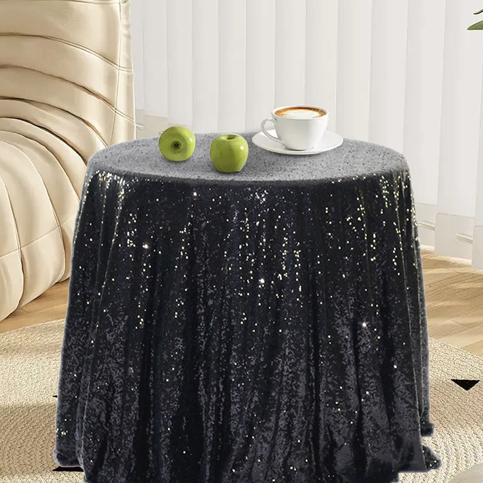 Arghm Round Glitter Tablecloth,47x47 Inches Premium Nylon,Wedding Party ...