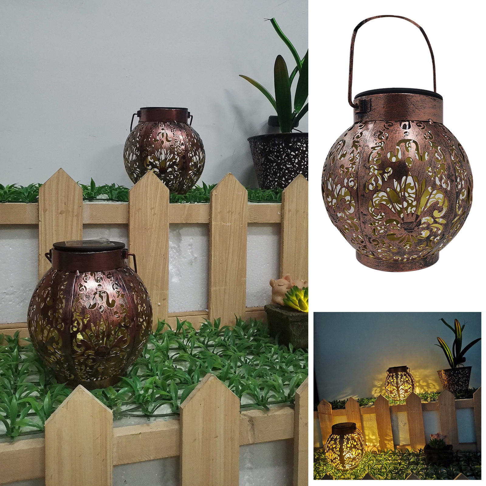 Arghm Solar Lantern with Retro Pattern – Hollow Projection Lamp for ...