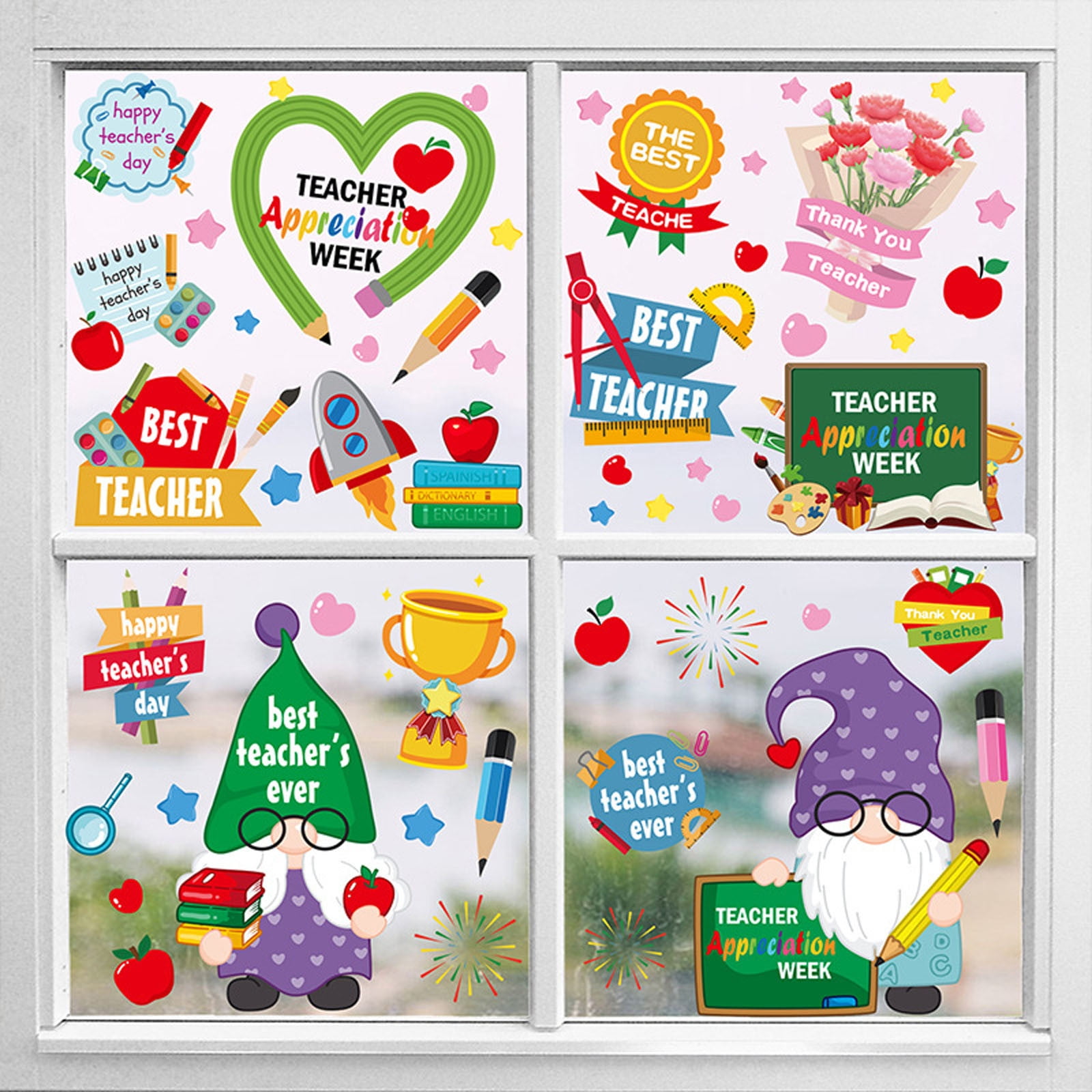 Arghm Teacher Appreciation Window Stickers,Self-Adhesive Classroom ...