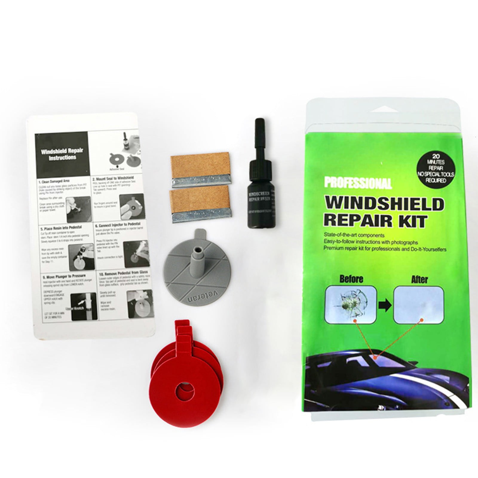Arghm Windshield Repair Tool,3ml,Amino Acrylate,2.75x1.18in,Vacuum ...